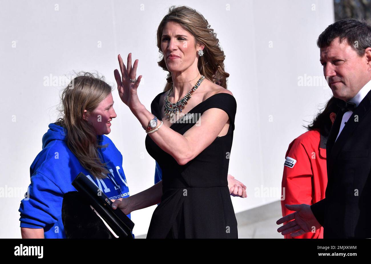 Rep. Lori Trahan, D-Mass., center, and her husband David Trahan, right ...