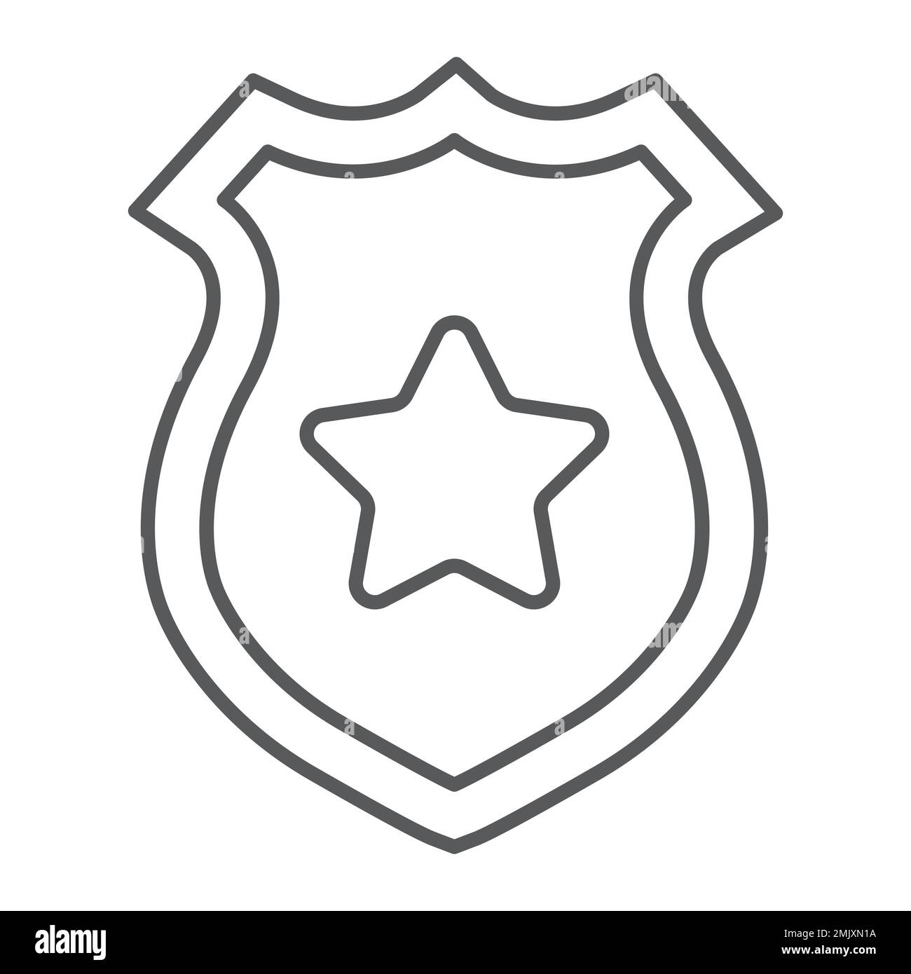 Police badge thin line icon, police and sheriff, officer badge sign ...
