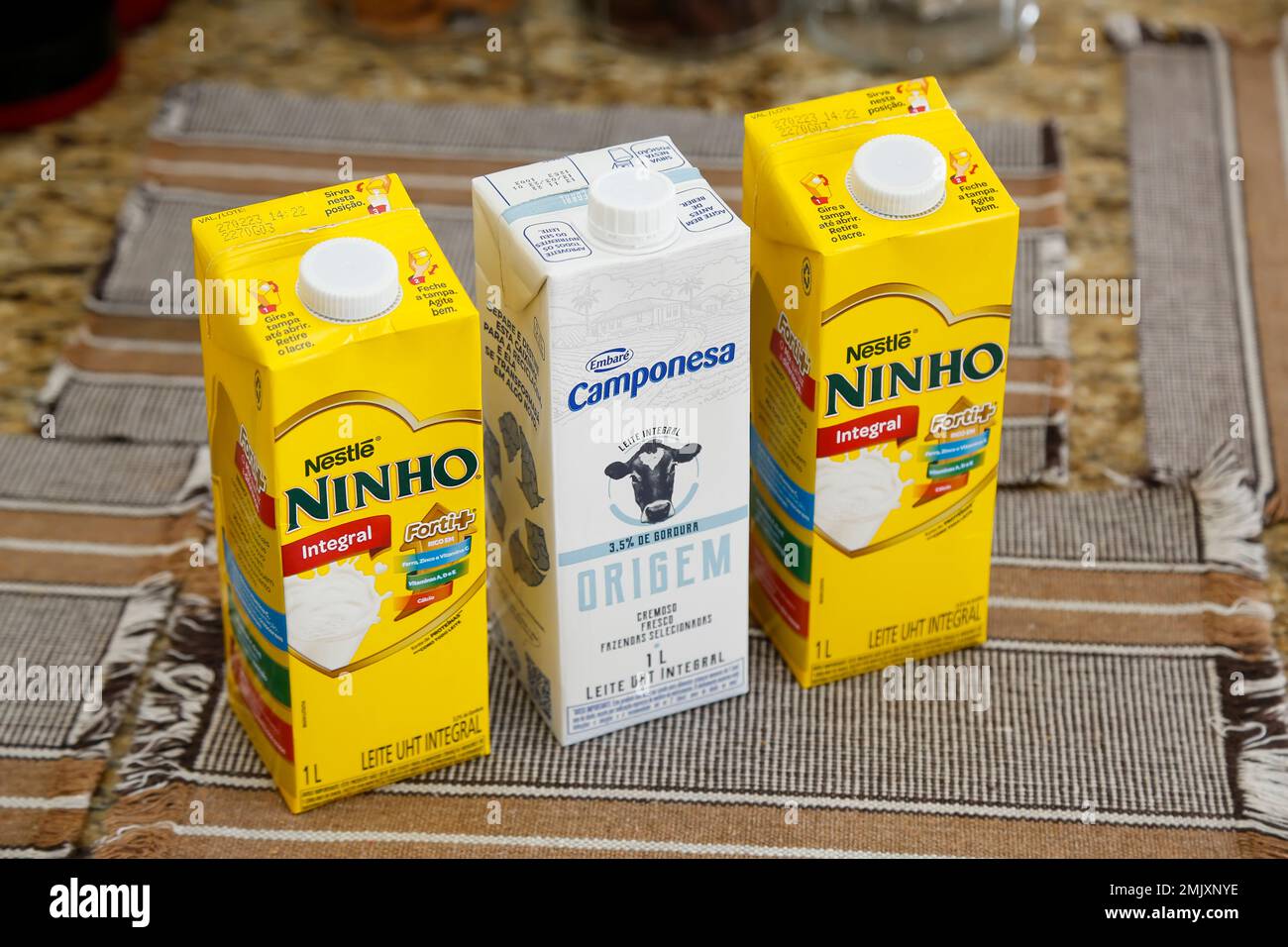 Minas Gerais, Brazil - December 23, 2022: long life milk packaging from ...