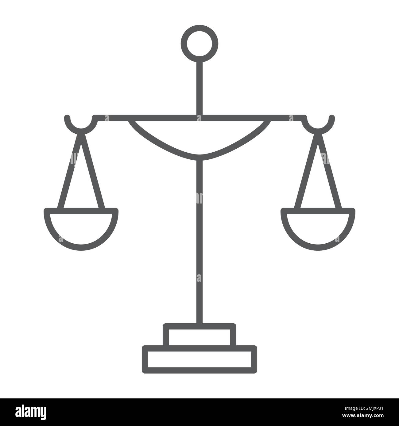 Justice thin line icon, court and law, scale sign, vector graphics, a ...