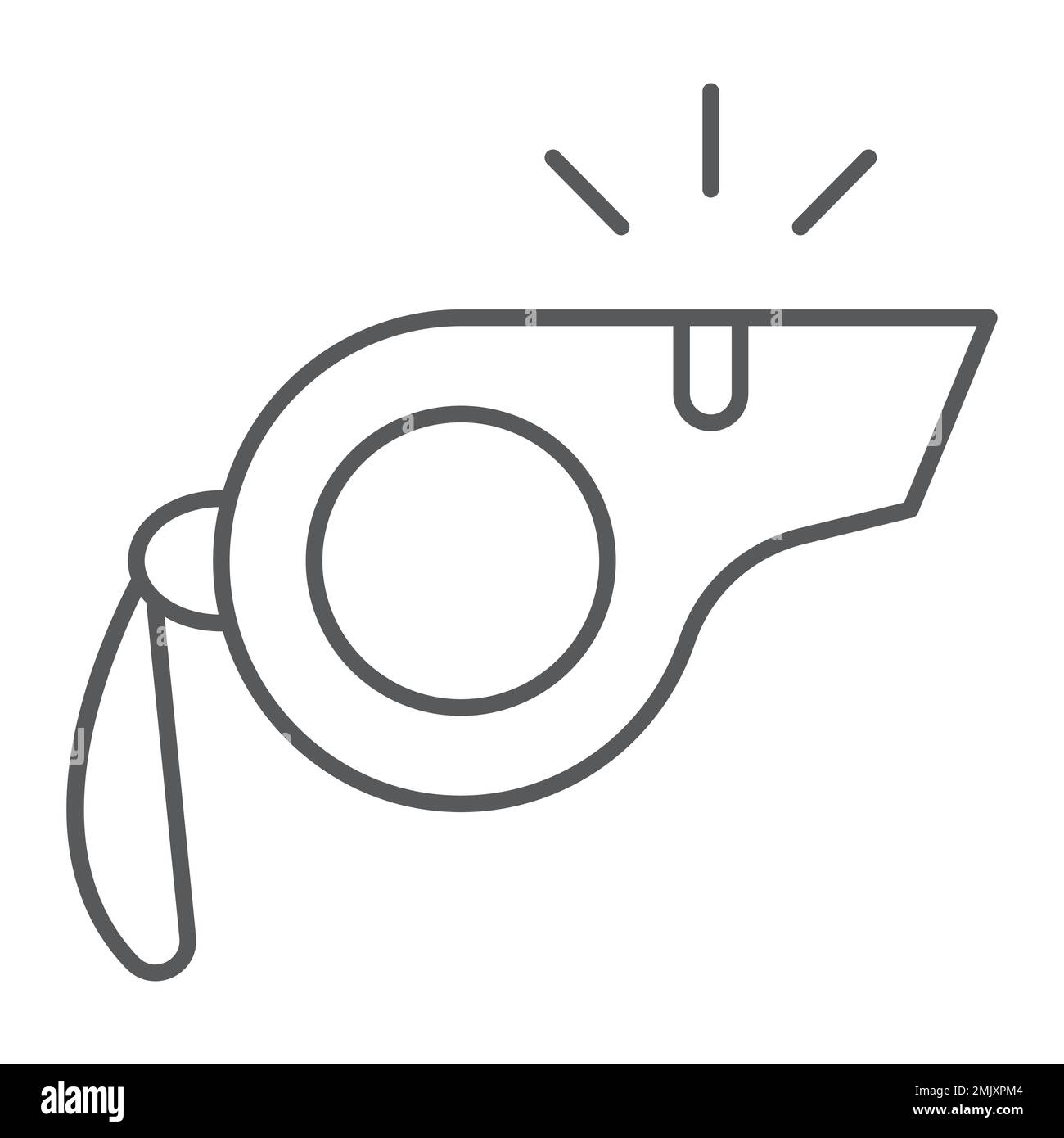 Whistle thin line icon, equipment and tool, referee whistle sign ...