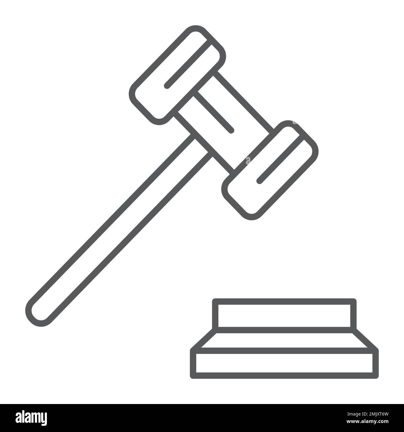 Gavel thin line icon, justice and judge, hammer sign, vector graphics ...