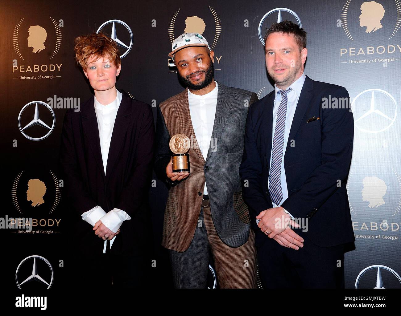 Actors Charlie Covell, left, Dominic Buchanan, center, and Andy Baker ...