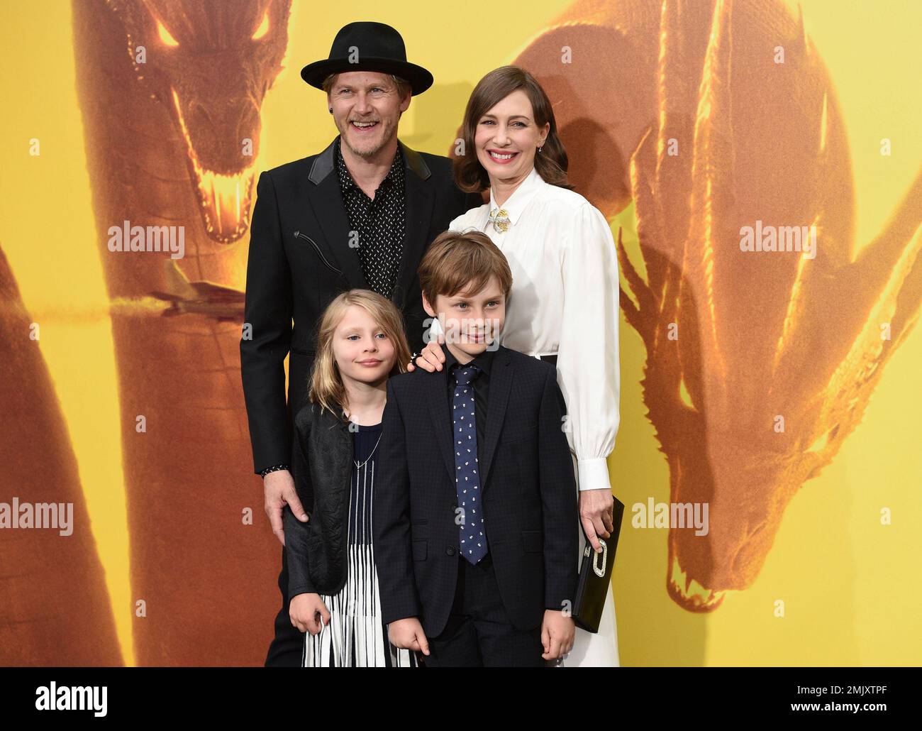 Renn Hawkey, back left, Vera Farmiga, back right, and their children ...
