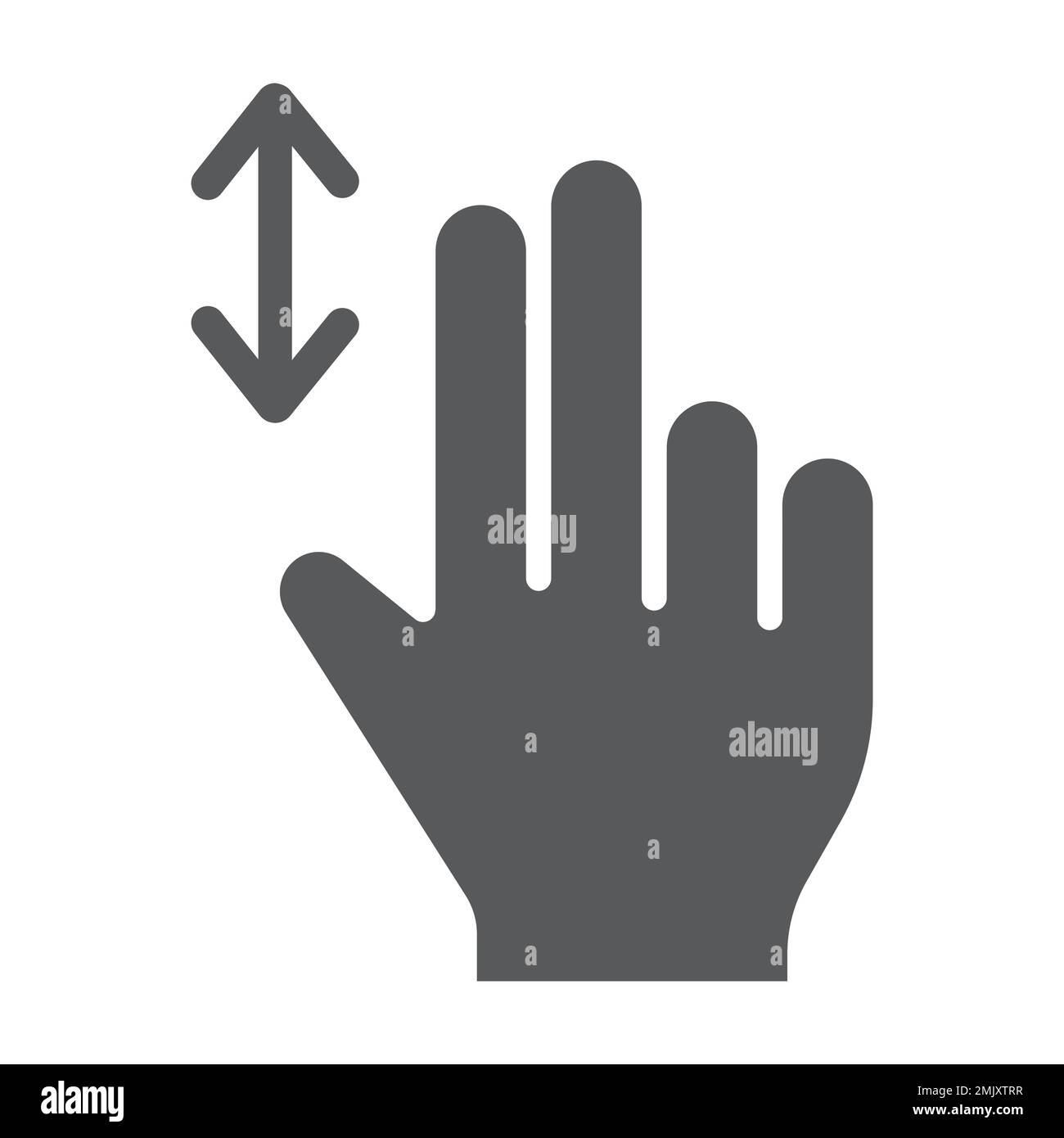 Two finger vertical scroll glyph icon, gesture and hand, press sign ...
