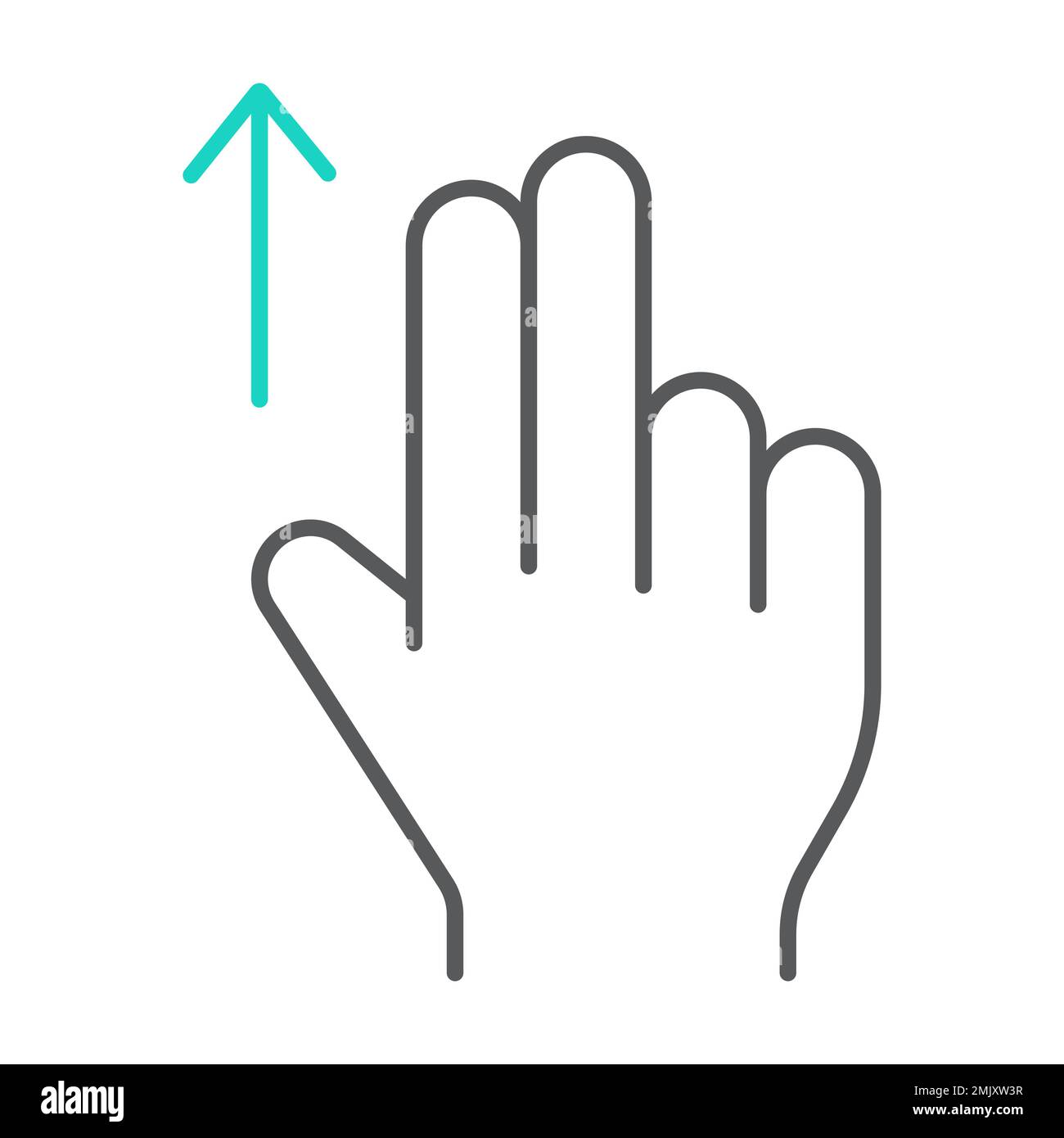 Two finger drag up thin line icon, gesture and hand, flick sign, vector ...