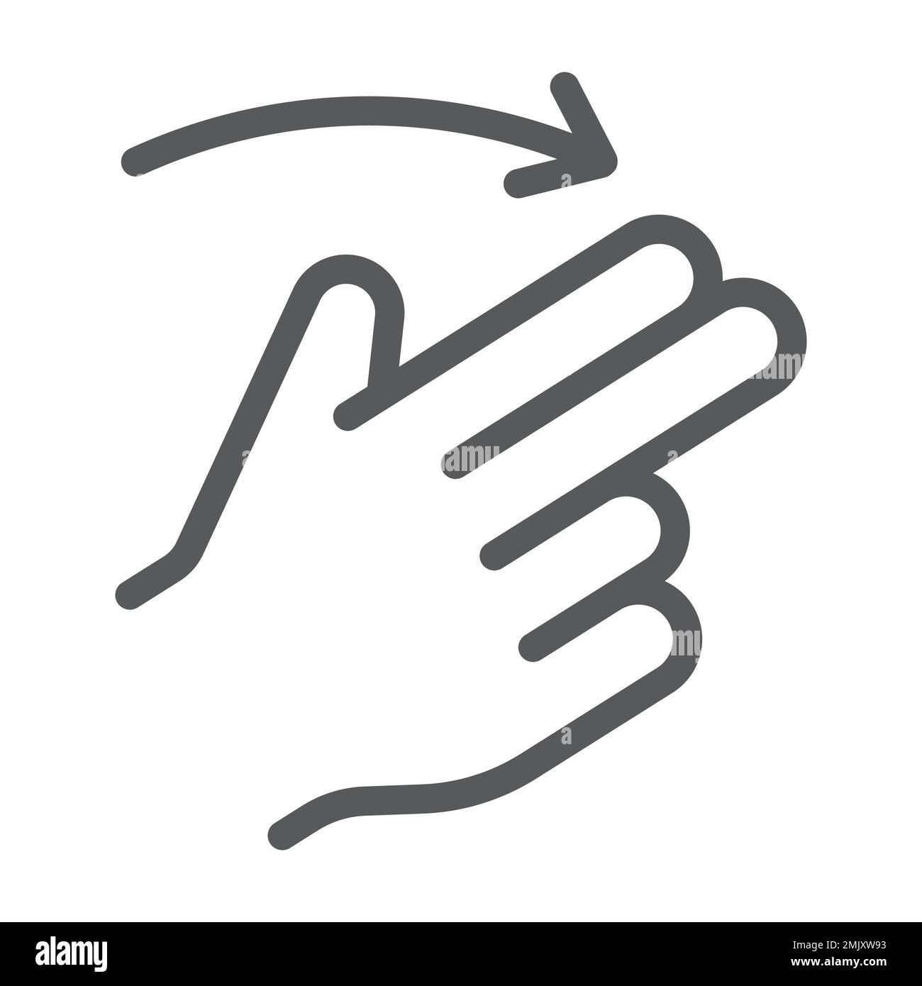 Two finger flick right line icon, gesture and hand, swipe sign, vector ...