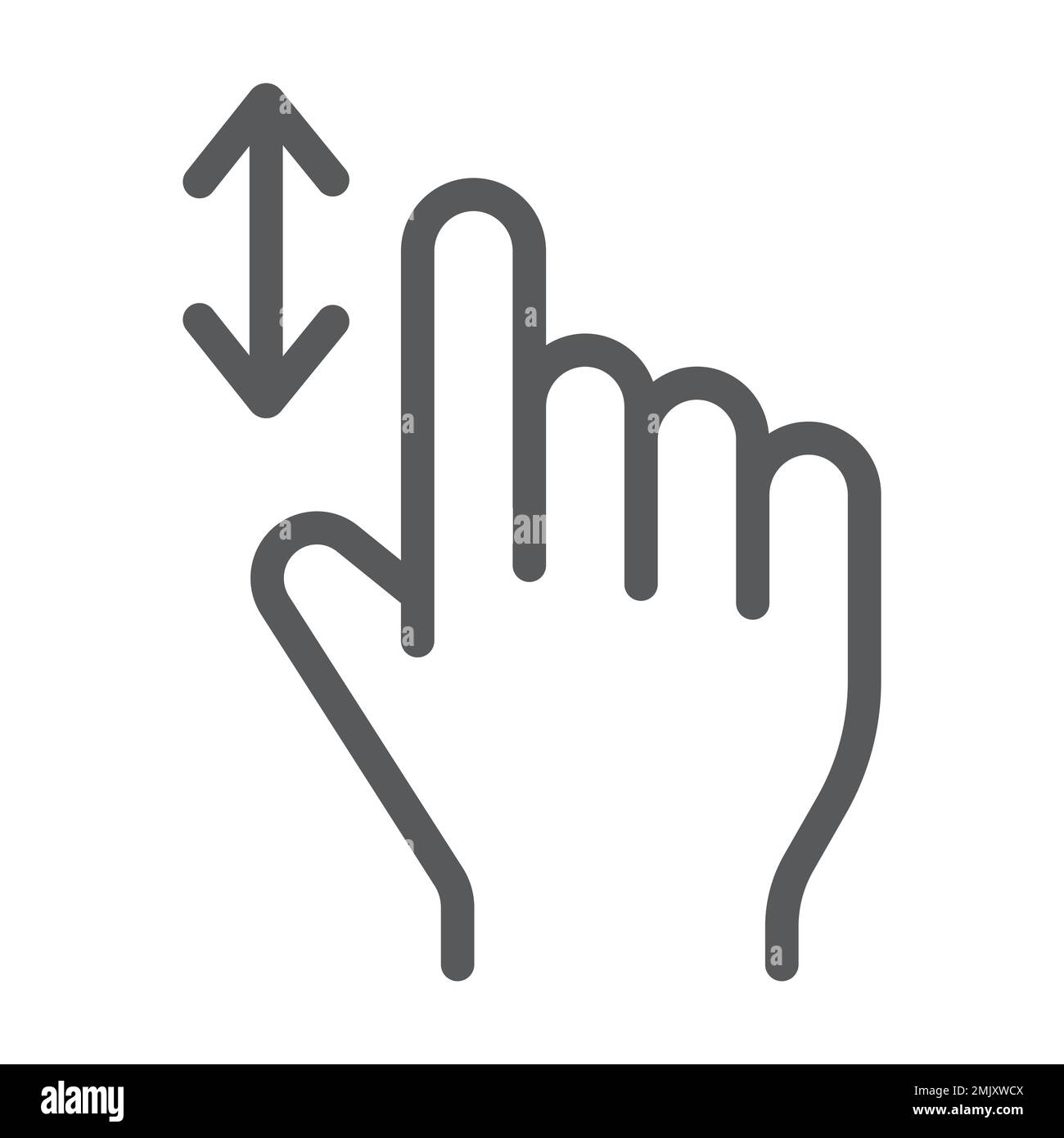 Vertical scroll line icon, finger and gesture, hand sign, vector ...