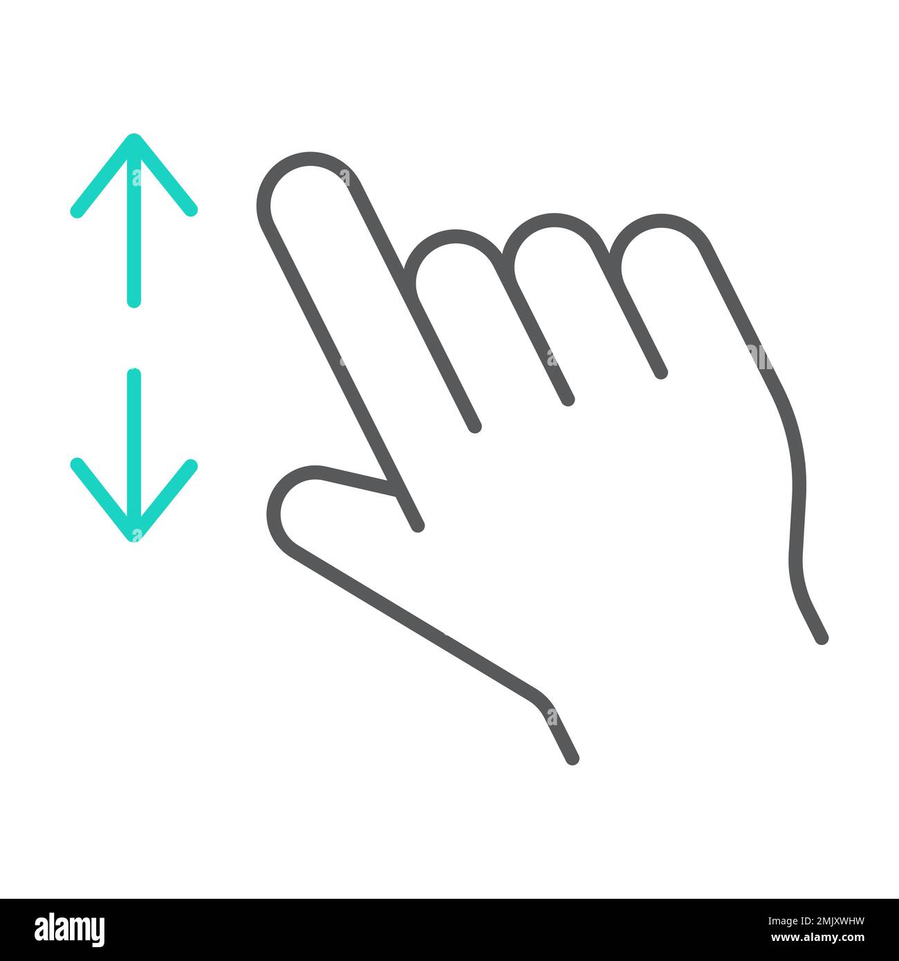 Two fingers zoom in thin line icon, gesture and click, hand sign ...