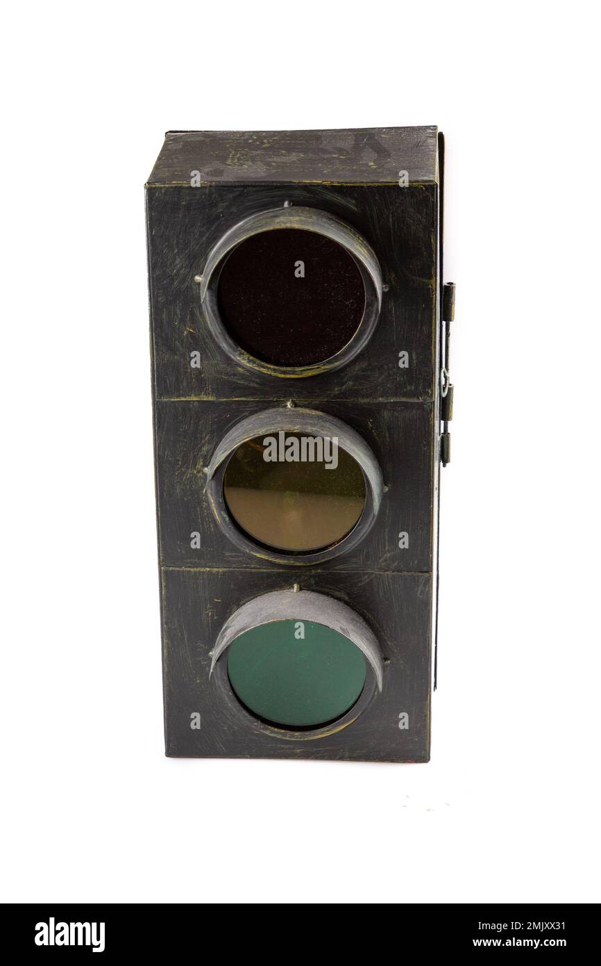 traffic light isolated ancient old vintage on white background Stock ...