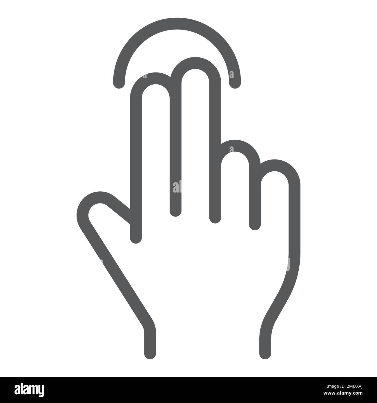 Two finger tap line icon, gesture and hand, touch sign, vector graphics ...