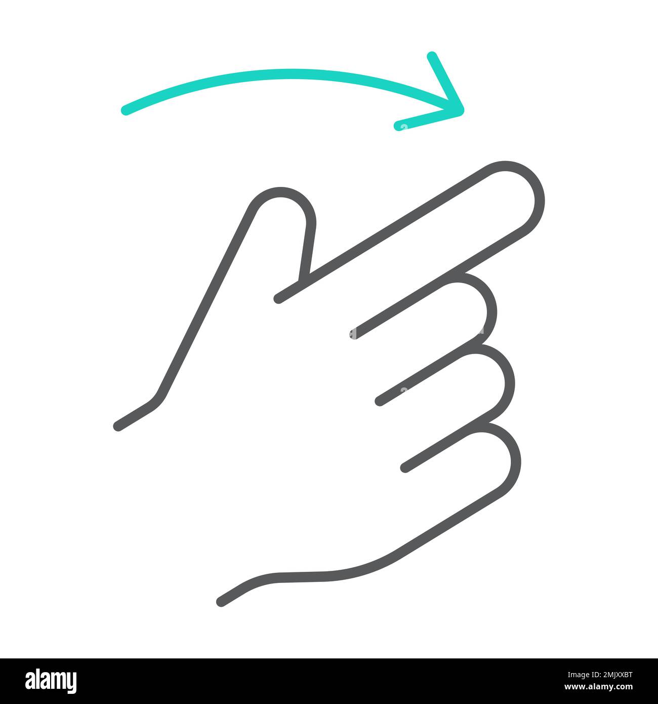 Flick right thin line icon, finger and hand, gesture sign, vector ...