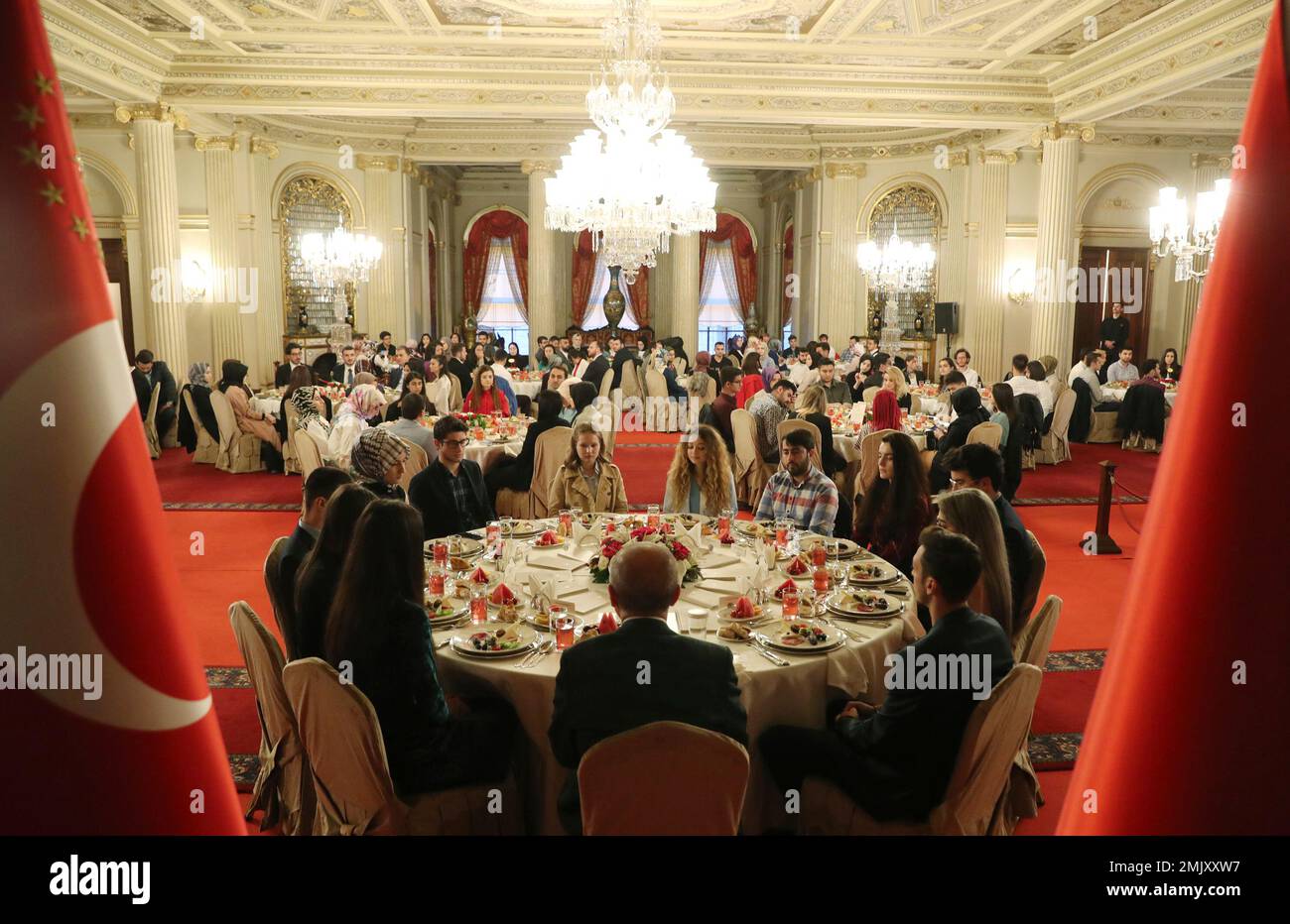 Turkey's President Recep Tayyip Erdogan, foreground centre, Turkish ...