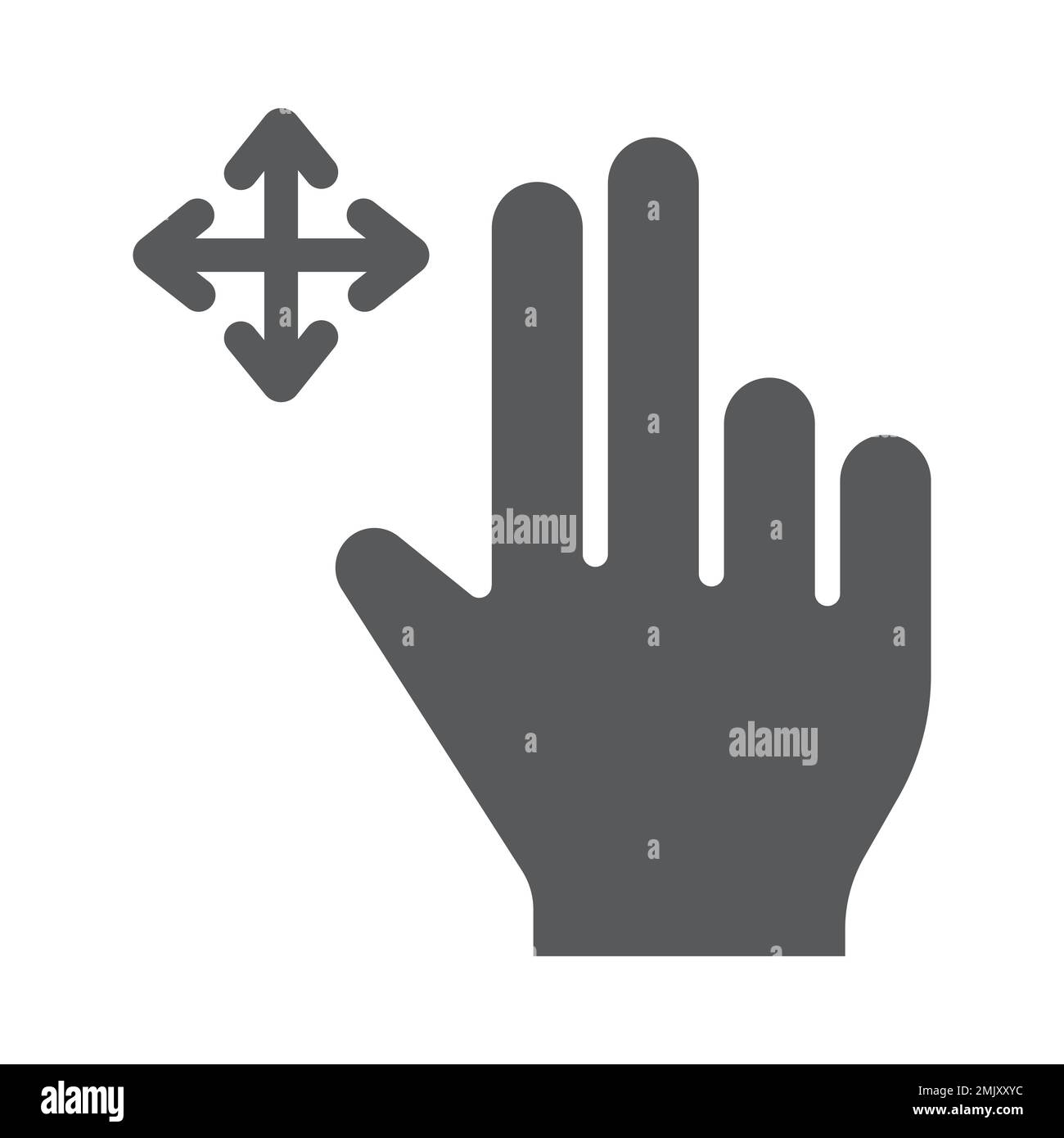 Two fingers free drag glyph icon, gesture and hand, swipe sign, vector ...