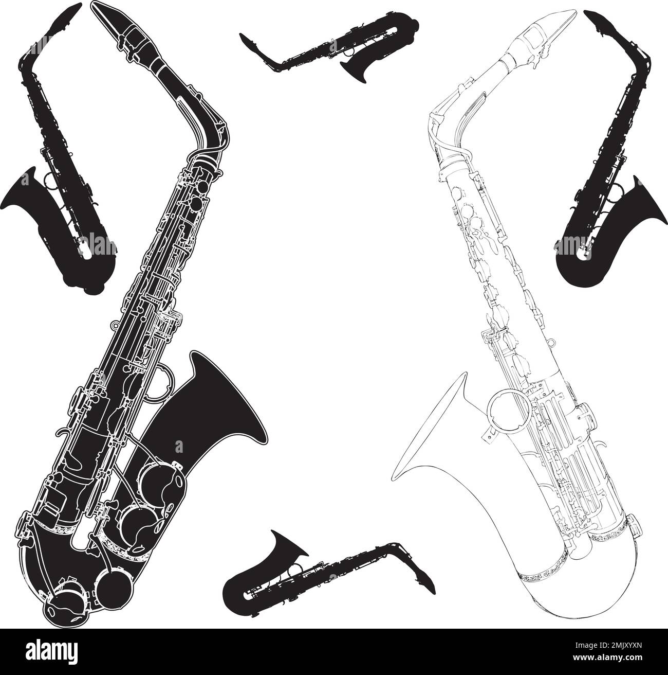 Saxophone design logo hi-res stock photography and images - Alamy
