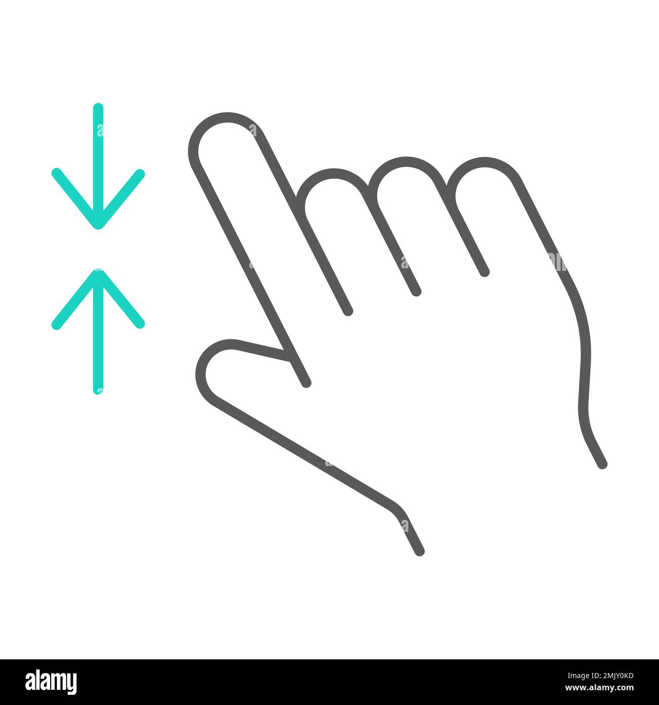 Two finger zoom out thin line icon, gesture and click, hand sign ...