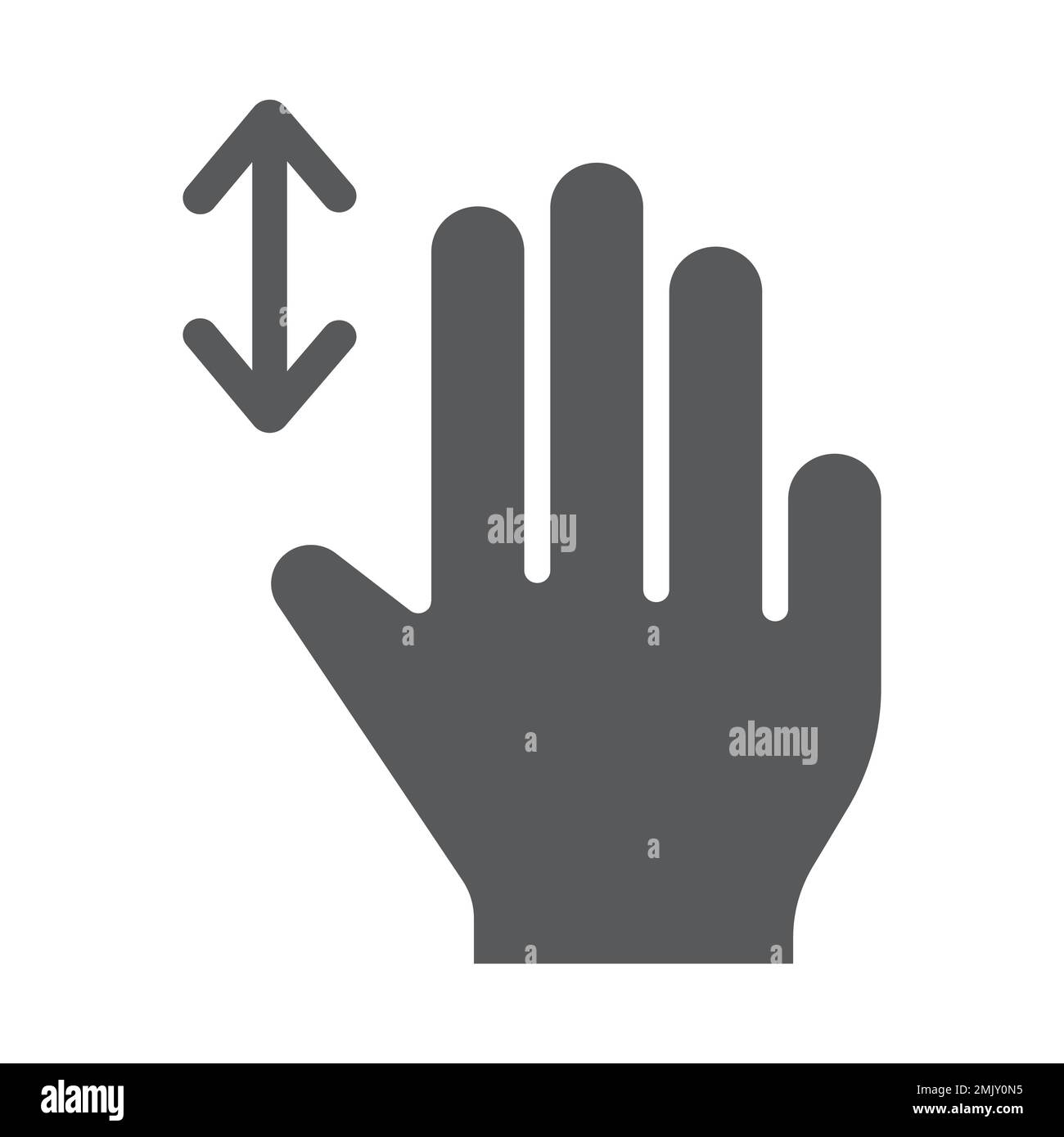 Three fingers vertical scroll glyph icon, gesture and hand, flick sign ...