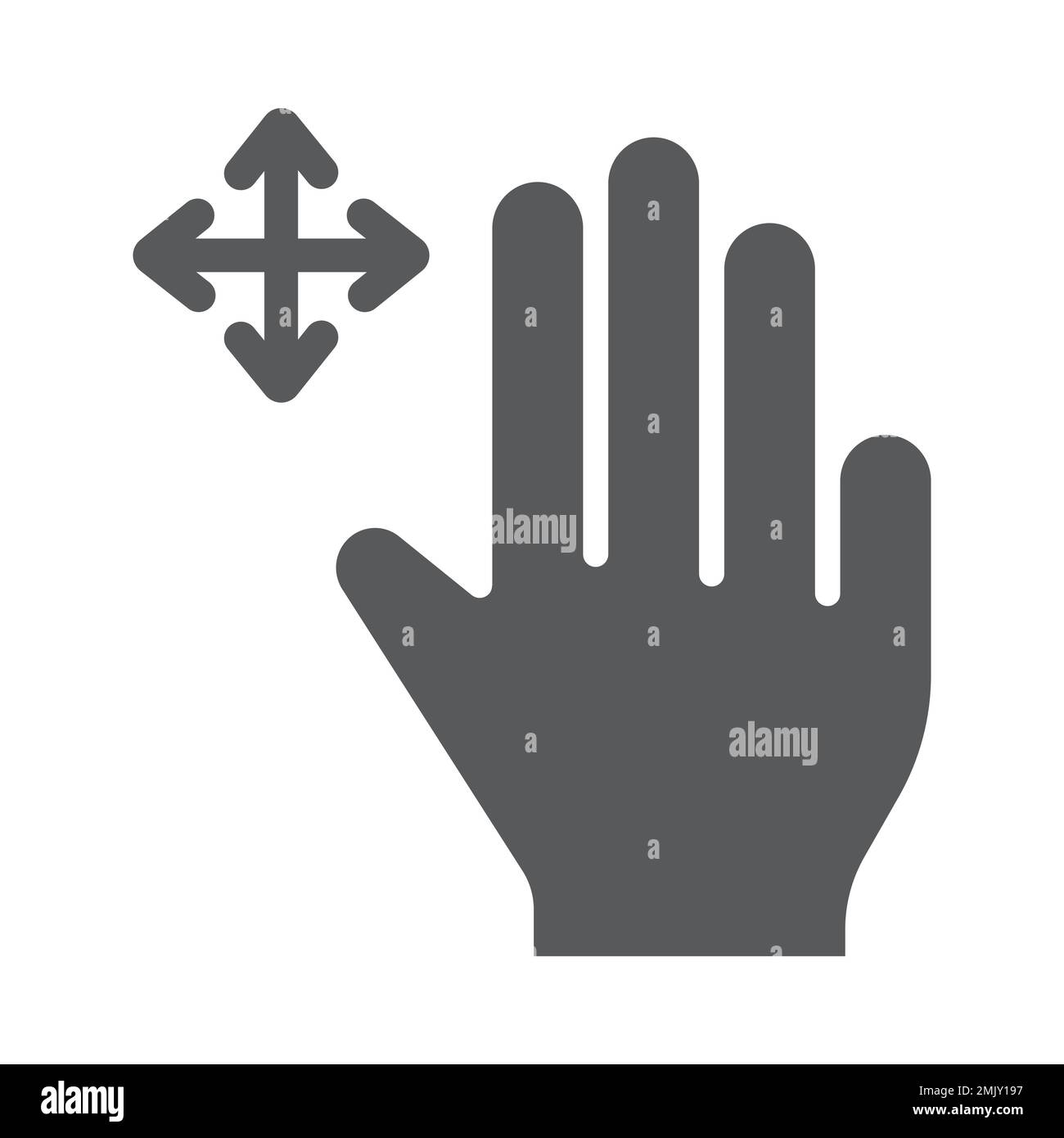 Three fingers free drag glyph icon, gesture and hand, swipe sign ...