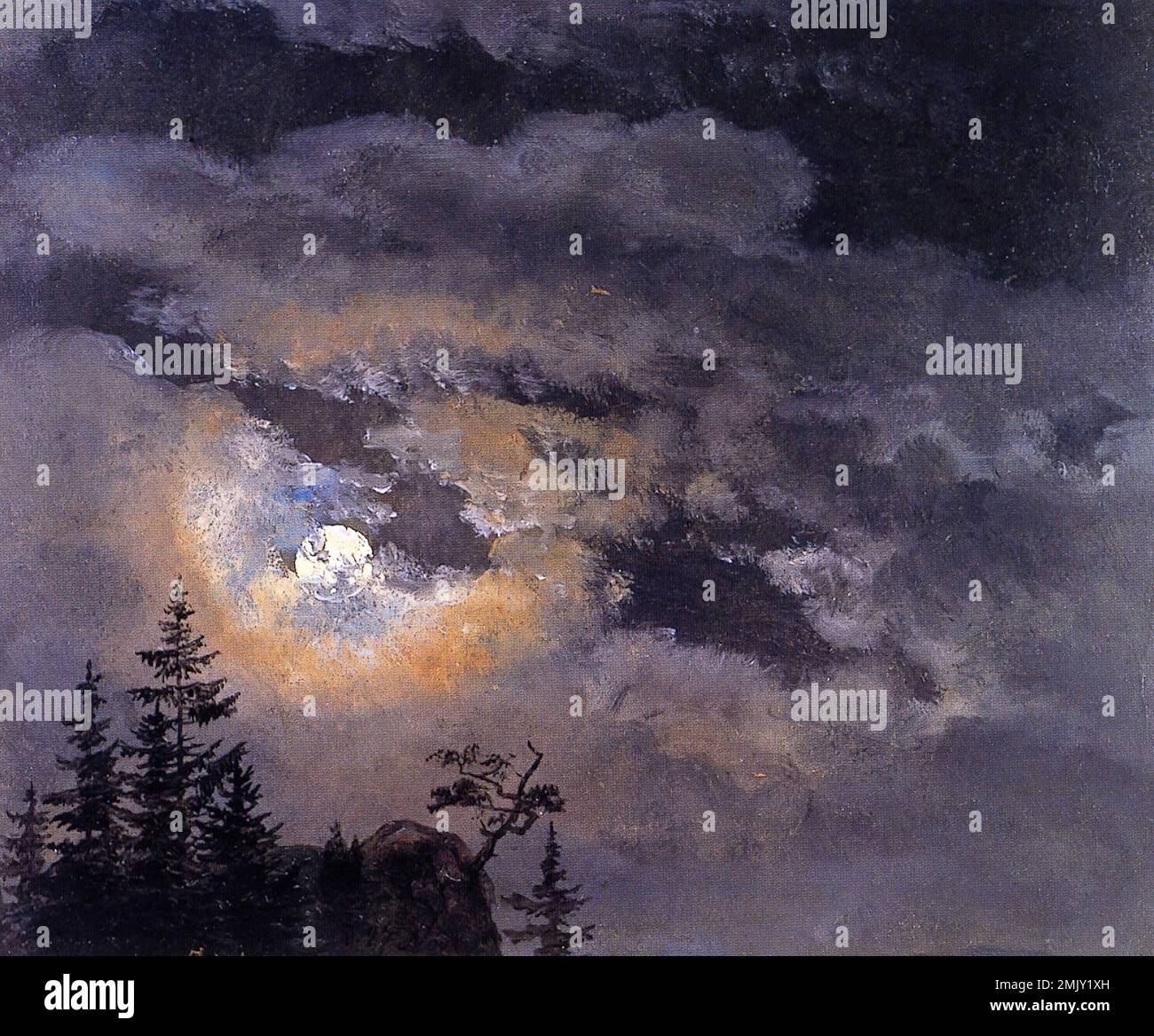 Johan Christian Dahl/ Clouds and Landscape Study by Moonlight (1822 ...