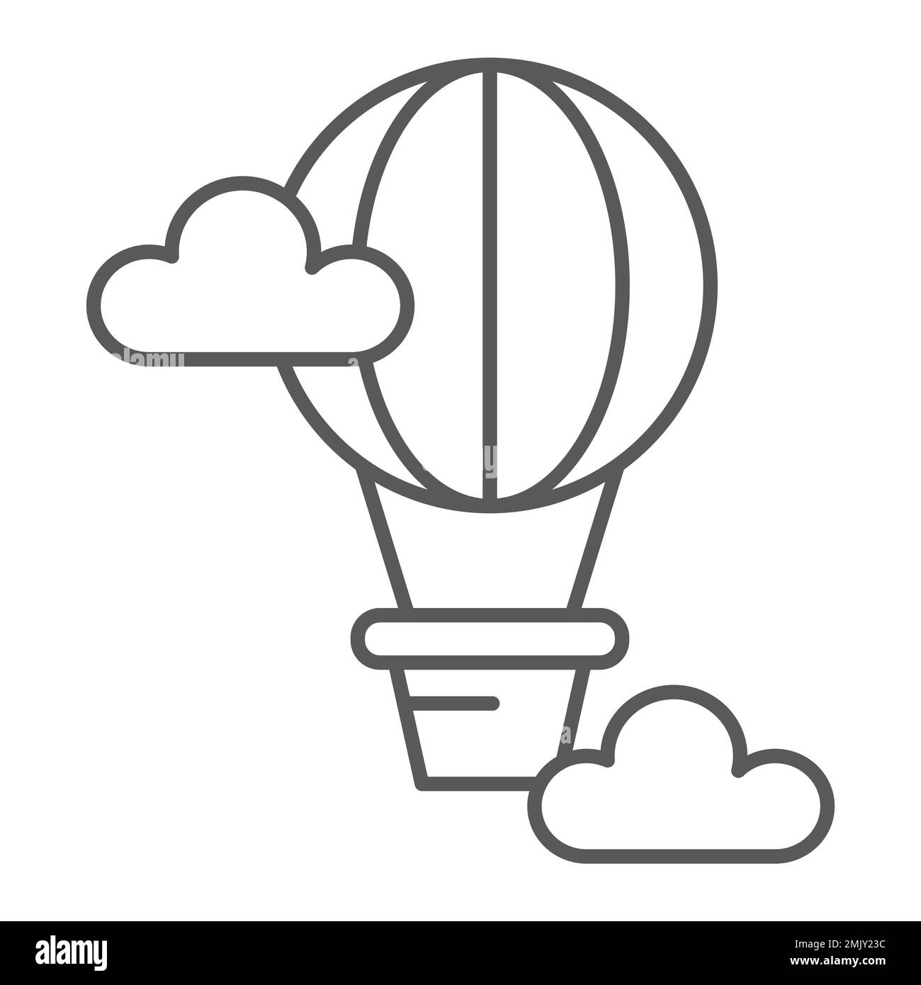 Hot air balloon thin line icon, airship and travel, balloon sign ...