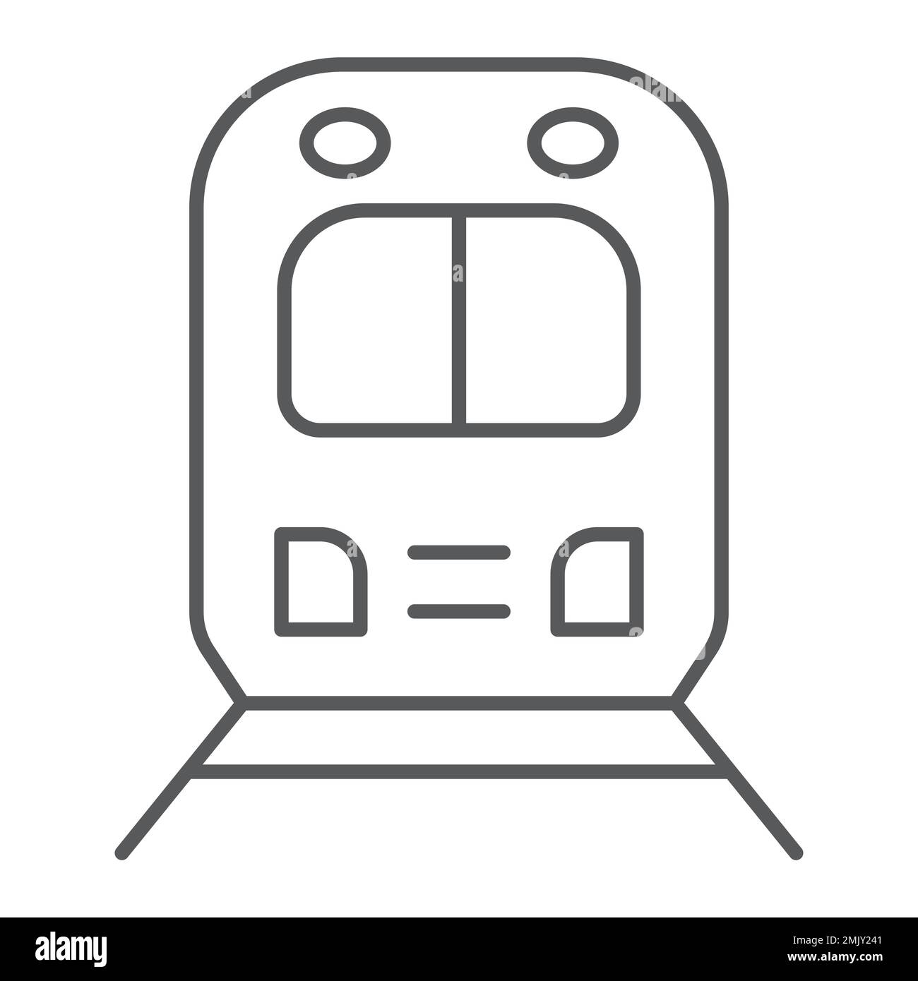 Rail road trip thin line icon, transport and railway, locomotive sign ...