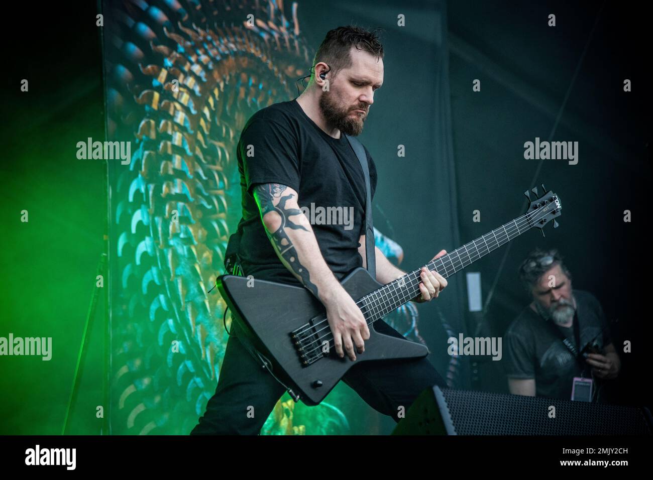 Dick Lovgren of Meshuggah performs at the Sonic Temple Art and Music ...