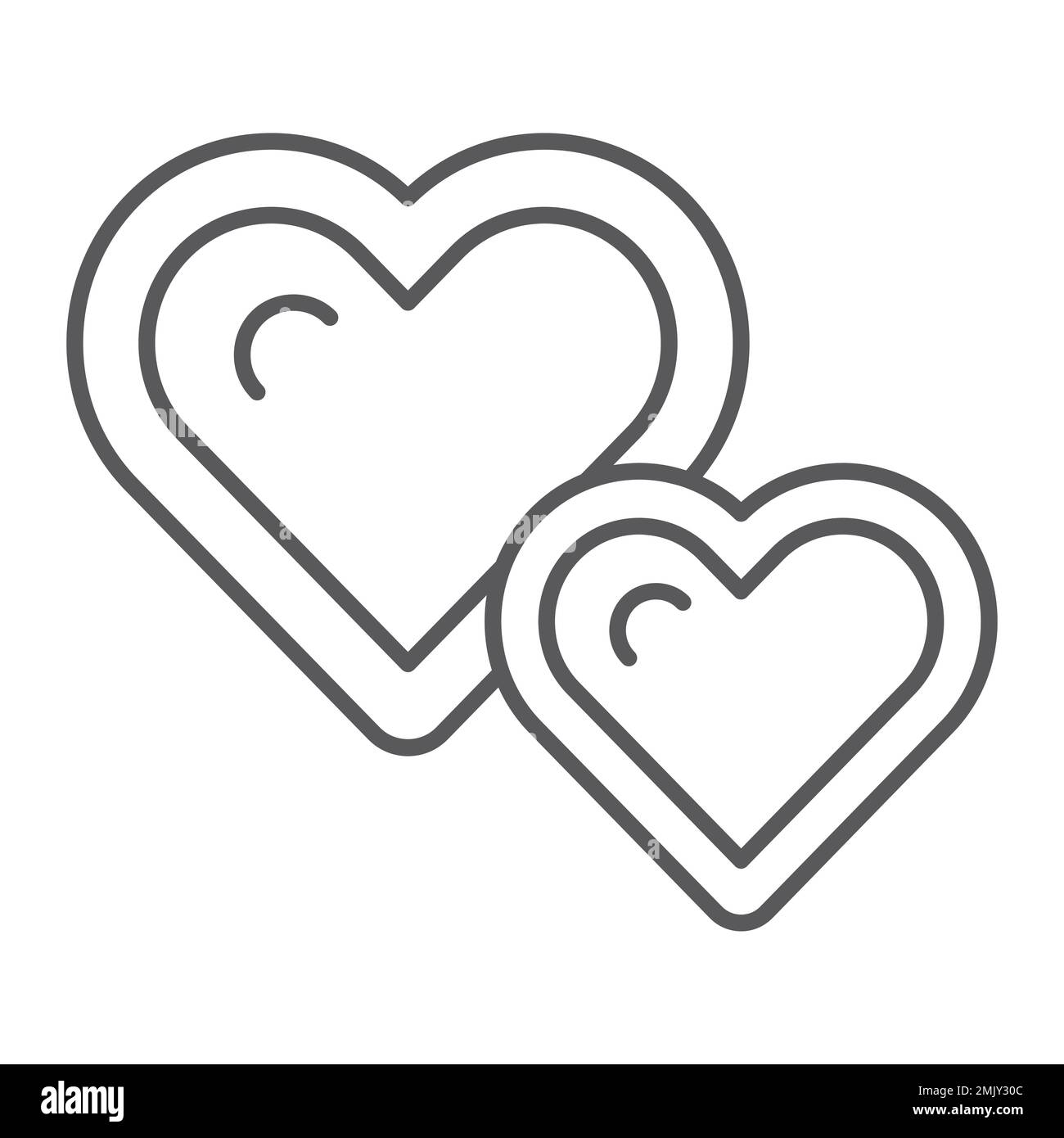 Live hearts thin line icon, love and like, heart sign, vector graphics ...