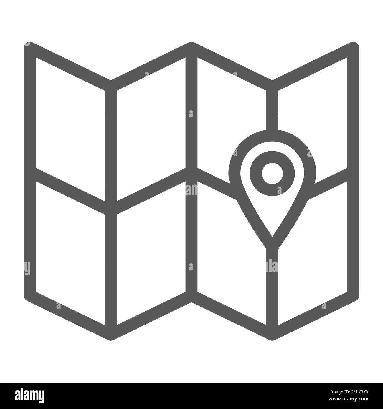 Map line icon, location and travel, direction sign, vector graphics, a ...