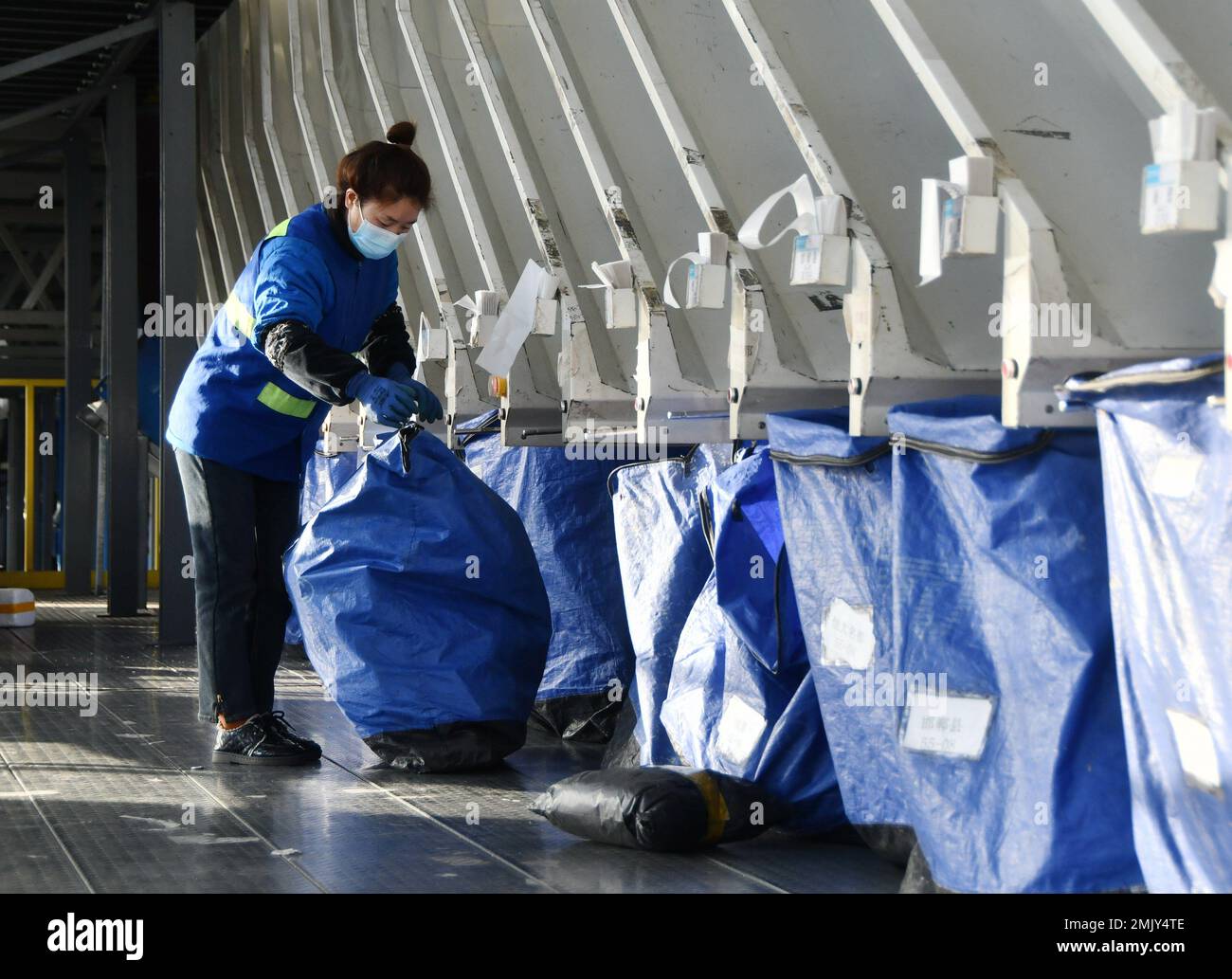HANDAN, CHINA - JANUARY 21, 2023 - Workers sort express deliveries at ...