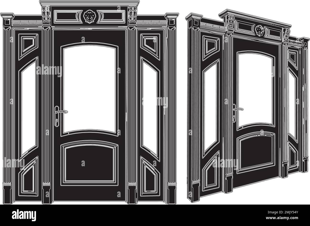 Open glass entry door Stock Vector Images - Alamy