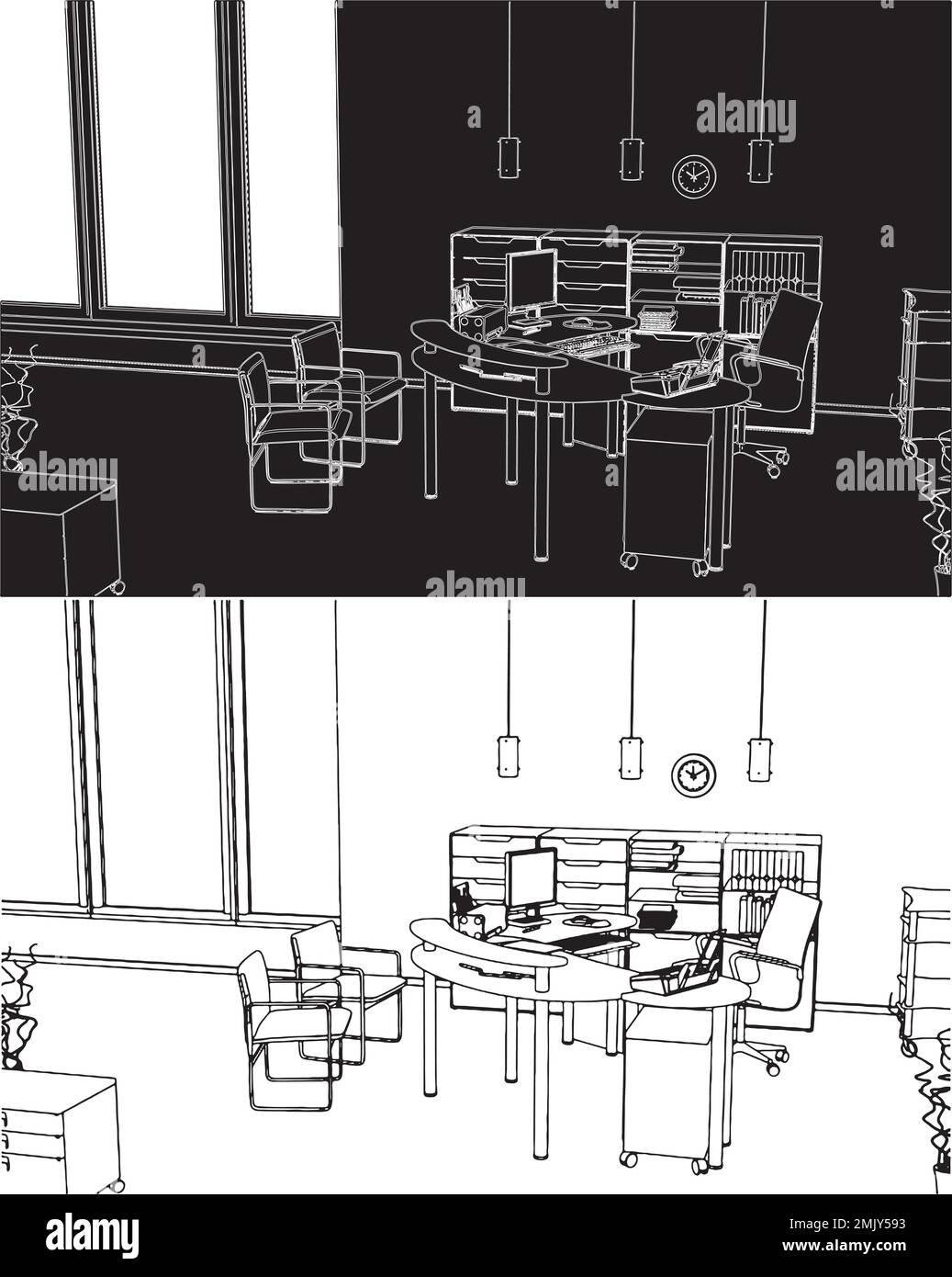 Interior Office Room Vector. Illustration On White Background. A vector ...