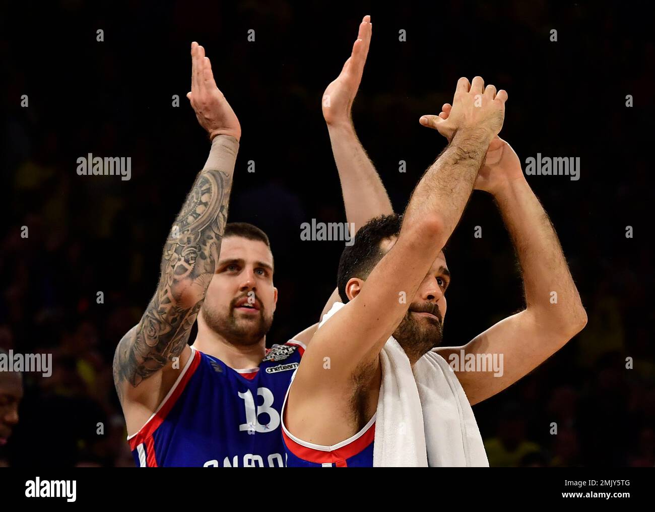 Anadolu's Adrien Moerman, left, and Krunoslav Simon celebrate after ...