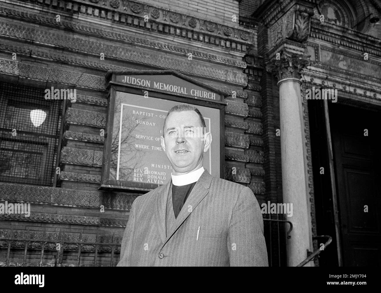 The Rev. Howard Moody, 40, pastor of the Judson Memorial Church, stands ...