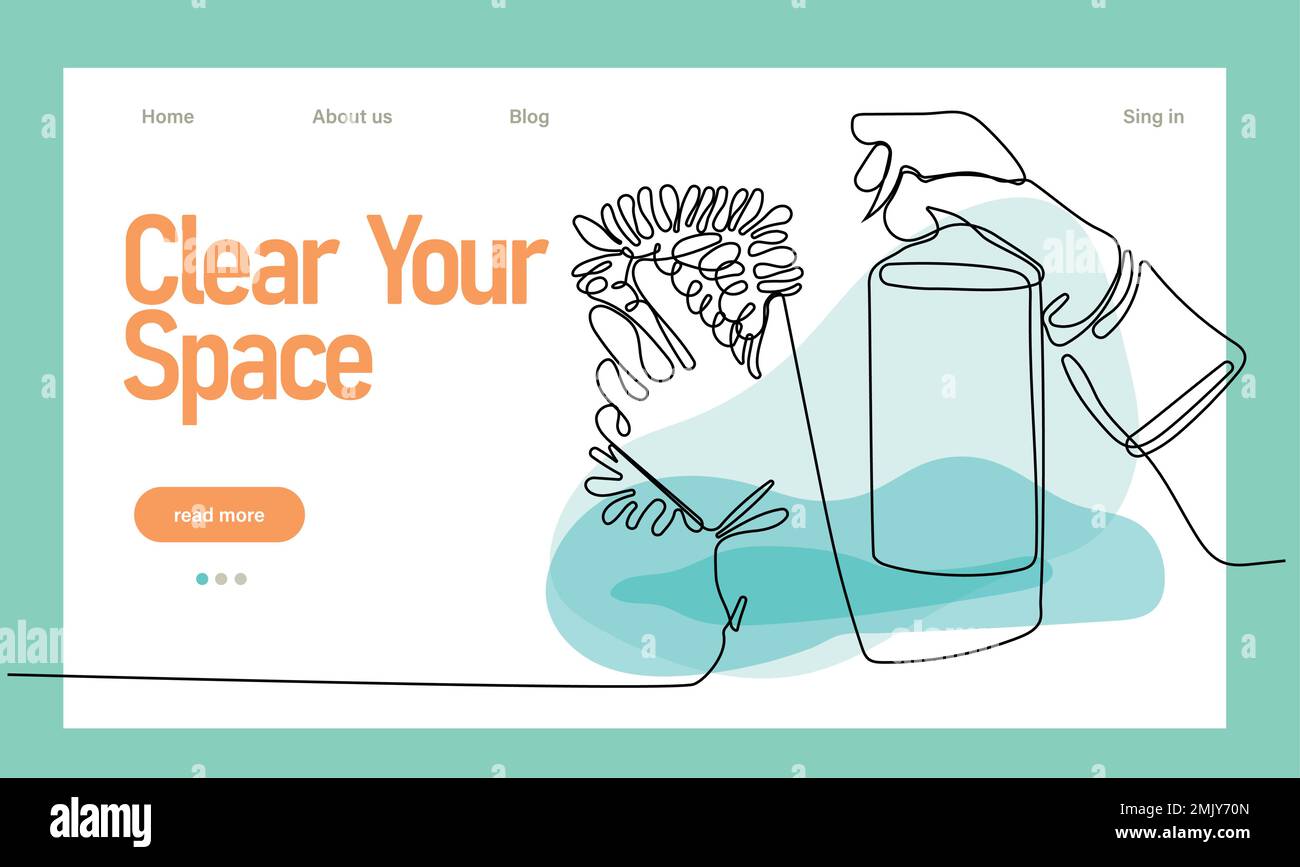 Continuous one line drawing of hand wearing rubber gloves cleaning ...