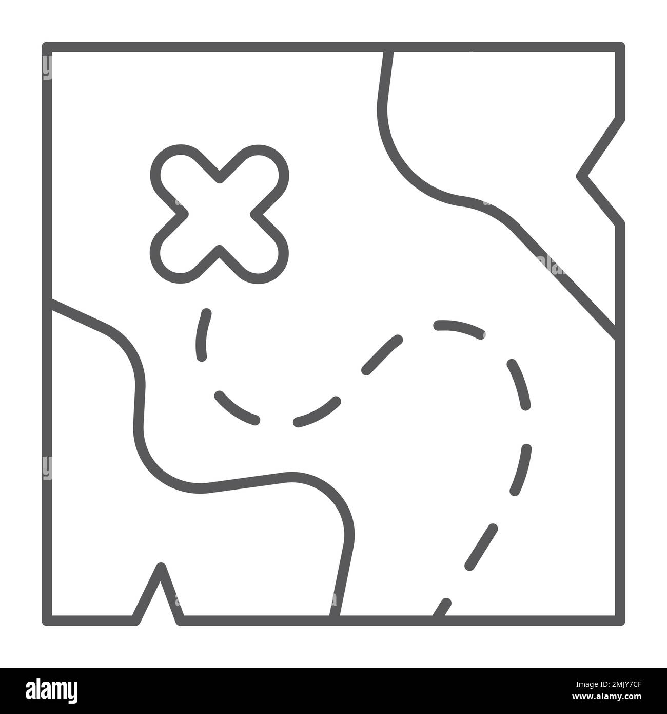 Map thin line icon, road and travel, location sign, vector graphics, a ...
