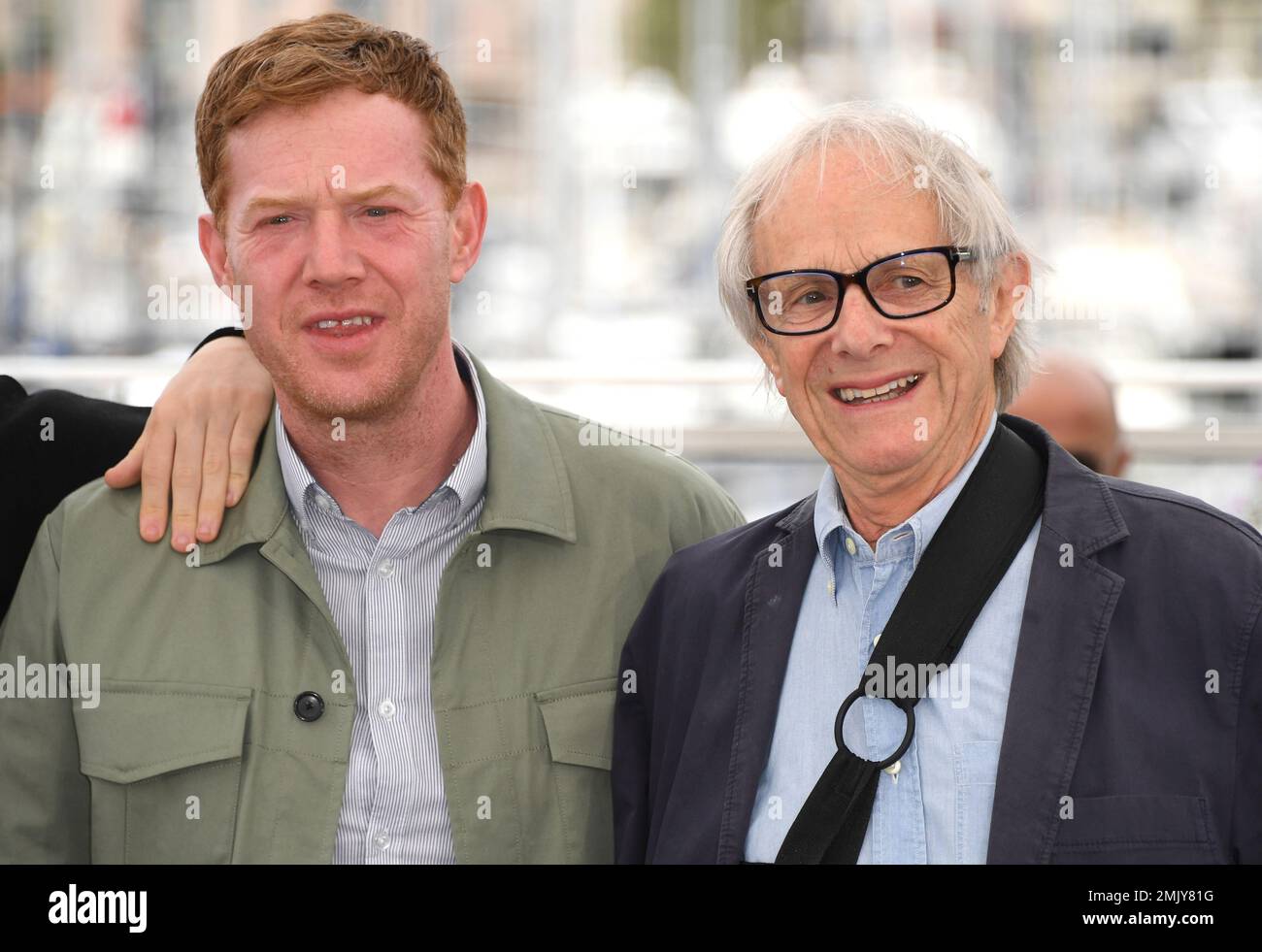 Actor Kris Hitchen, left, and director Ken Loach pose for photographers ...
