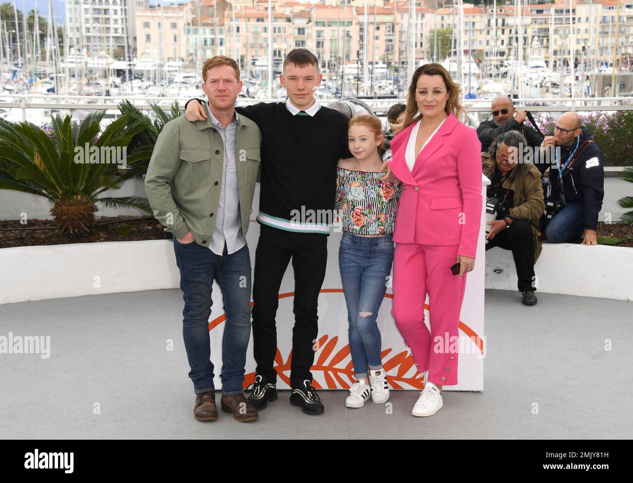 Actors Kris Hitchen, from left, Rhys Stone, Katie Proctor, and Debbie Honeywood pose for ...