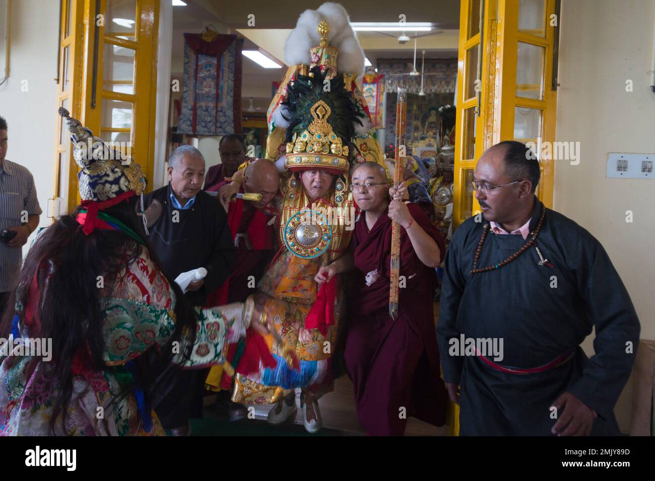 The Tibetan state oracle Nechung, in traditional costume, goes into a ...