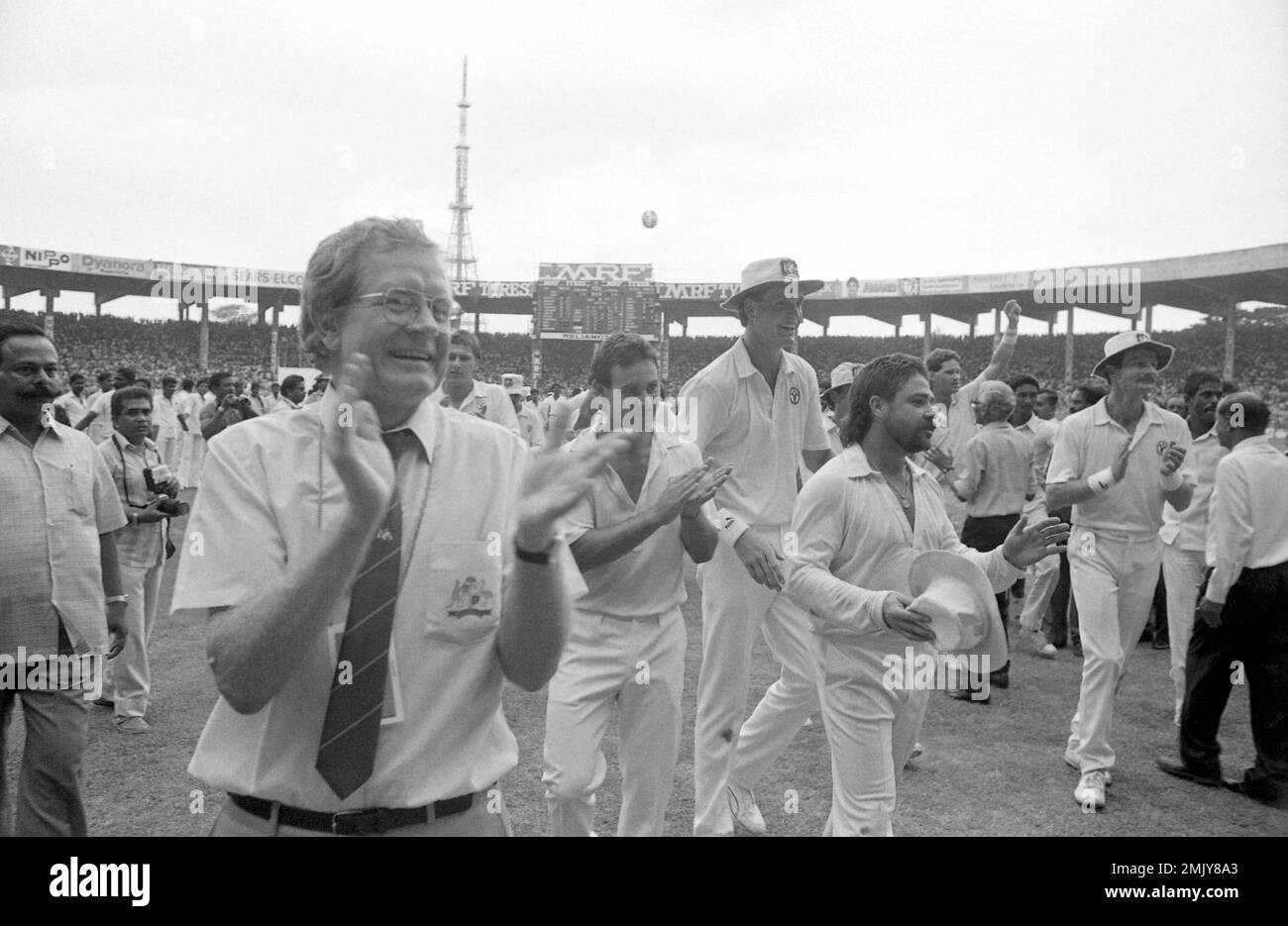 Led by Australian team manager Alan Crompton, left to right: teammates ...