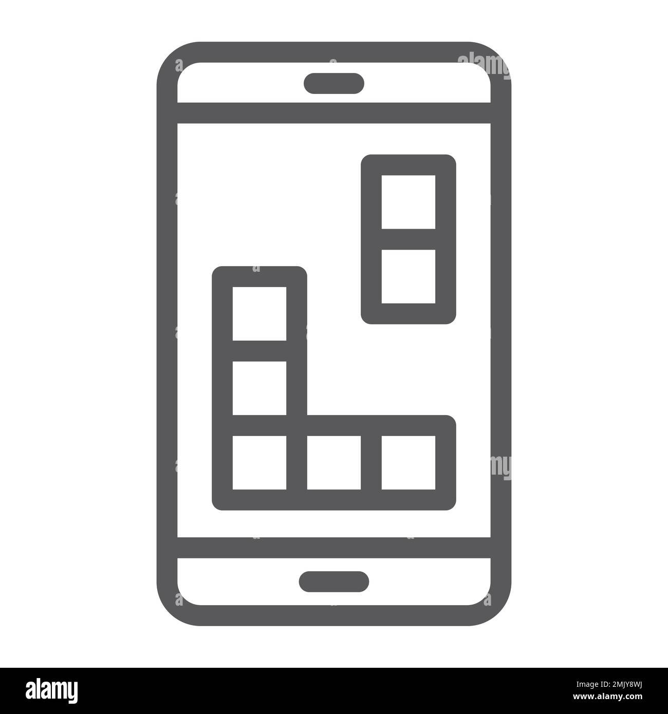Mobile game line icon, device and game, smartphone sign, vector ...