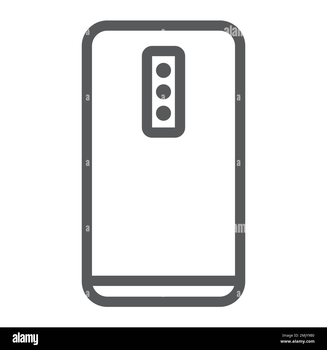 Smartphone with three camera line icon, technology and communication ...