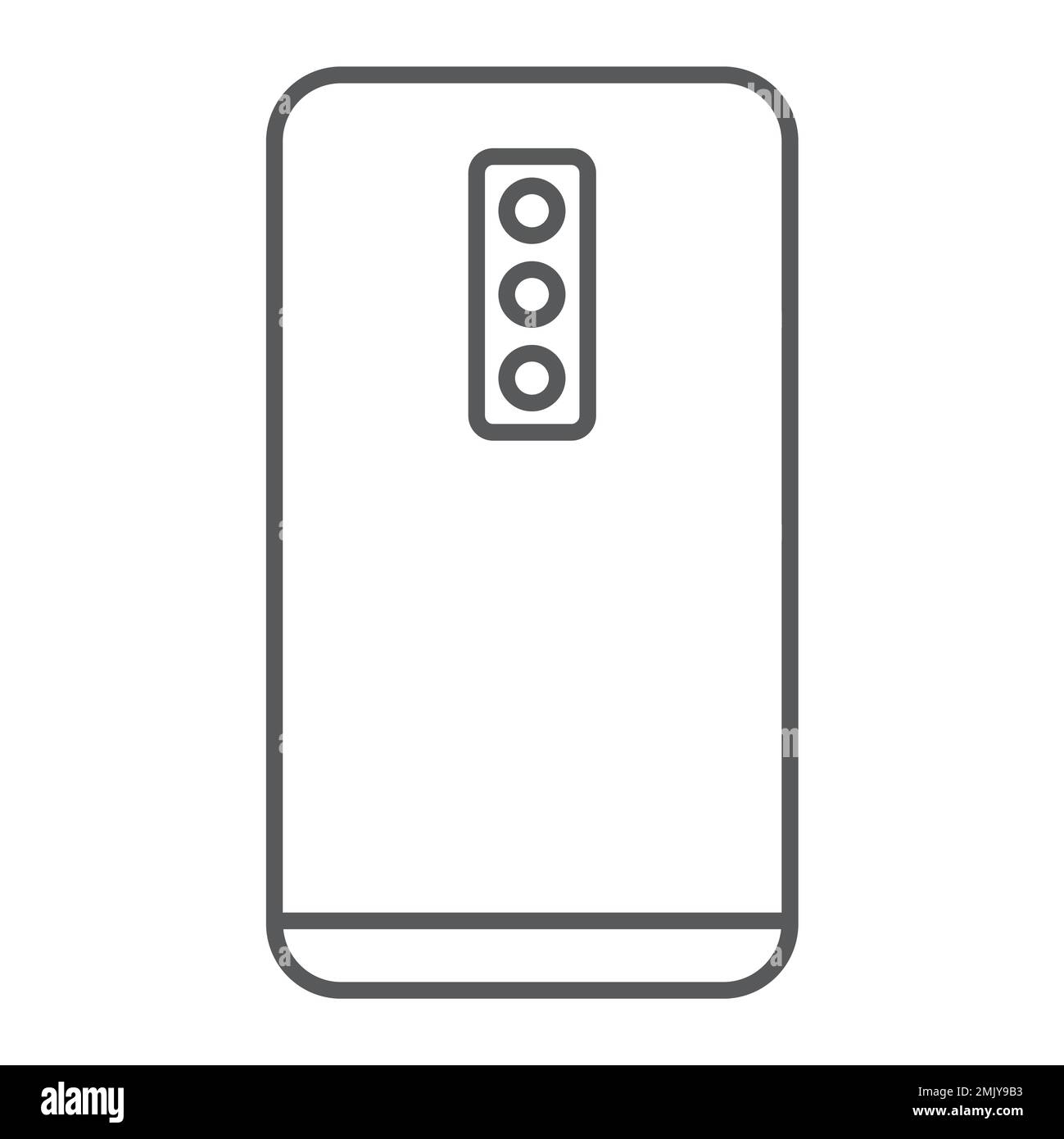 Smartphone with three camera thin line icon, technology and ...