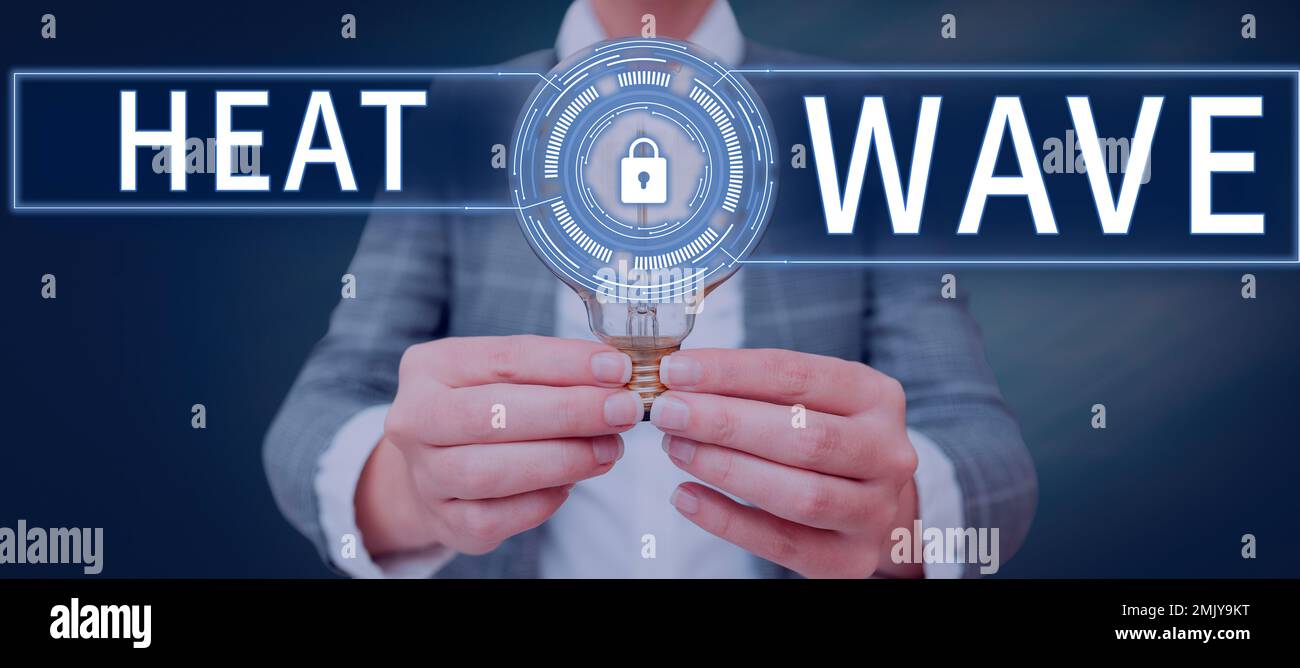 Hand writing sign Heat Wave. Business overview a prolonged period of ...