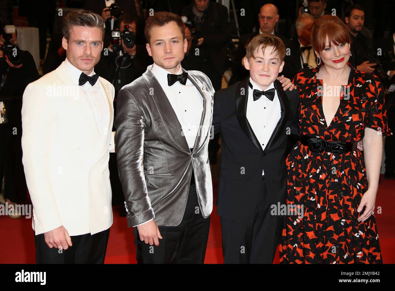 Actors Richard Madden, from left, Taron Egerton, Kit Connor and Bryce Dallas Howard pose for ...