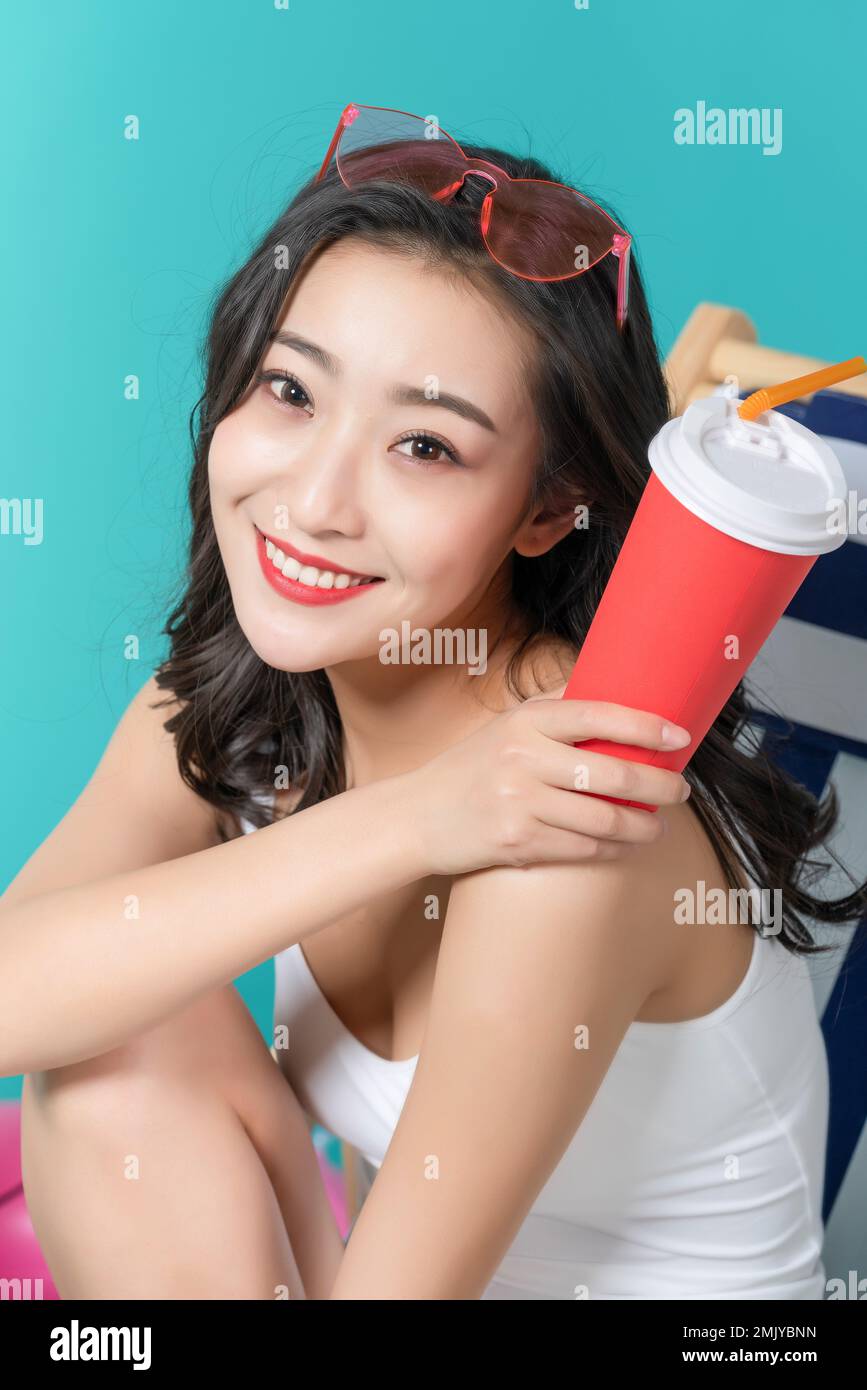 Take summer modelling young woman Stock Photo - Alamy