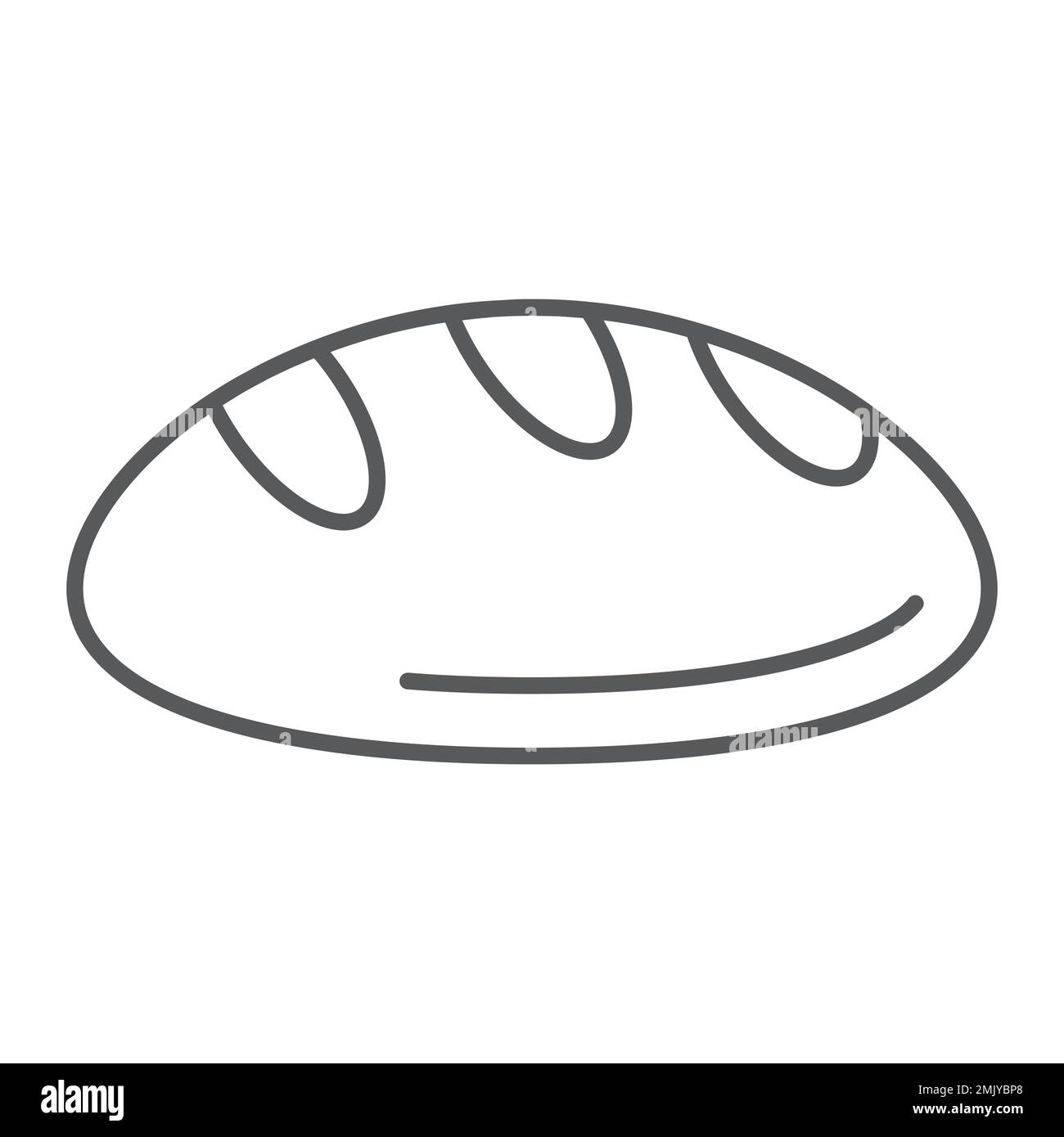 Bread thin line icon, bakery and food, pastry sign, vector graphics, a ...