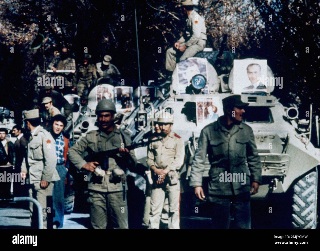 Iranian troops man barricades in Isfahan during pro-Shah demonstrations ...