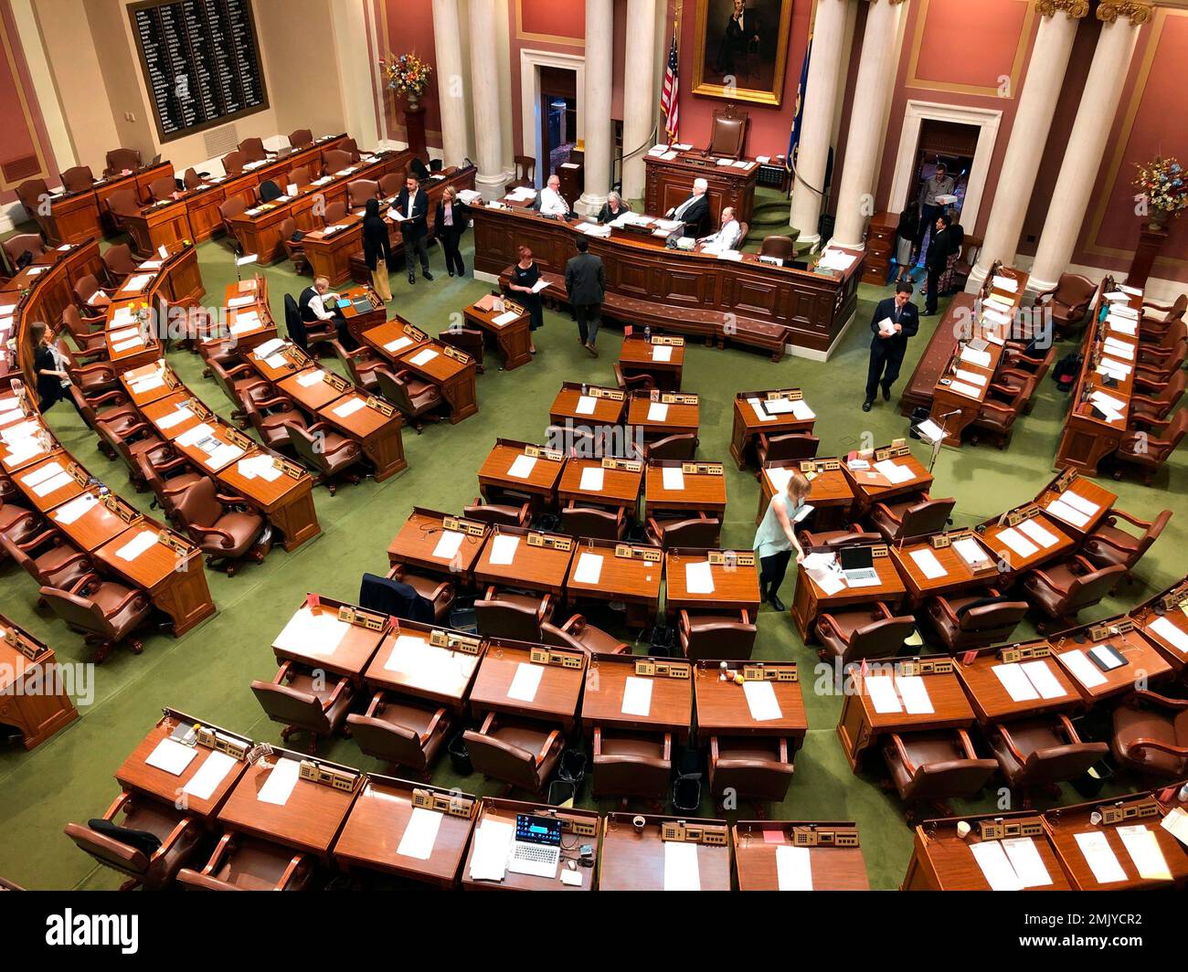The Minnesota House chamber at the state Capitol in St. Paul sits ...