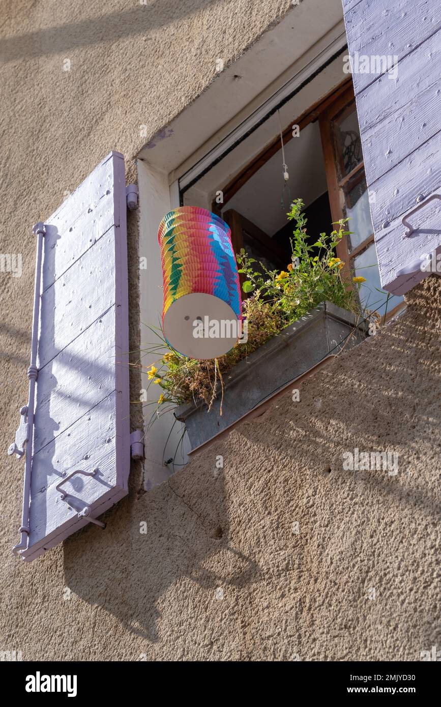 Chinese paper lantern hanging in the window Stock Photo - Alamy