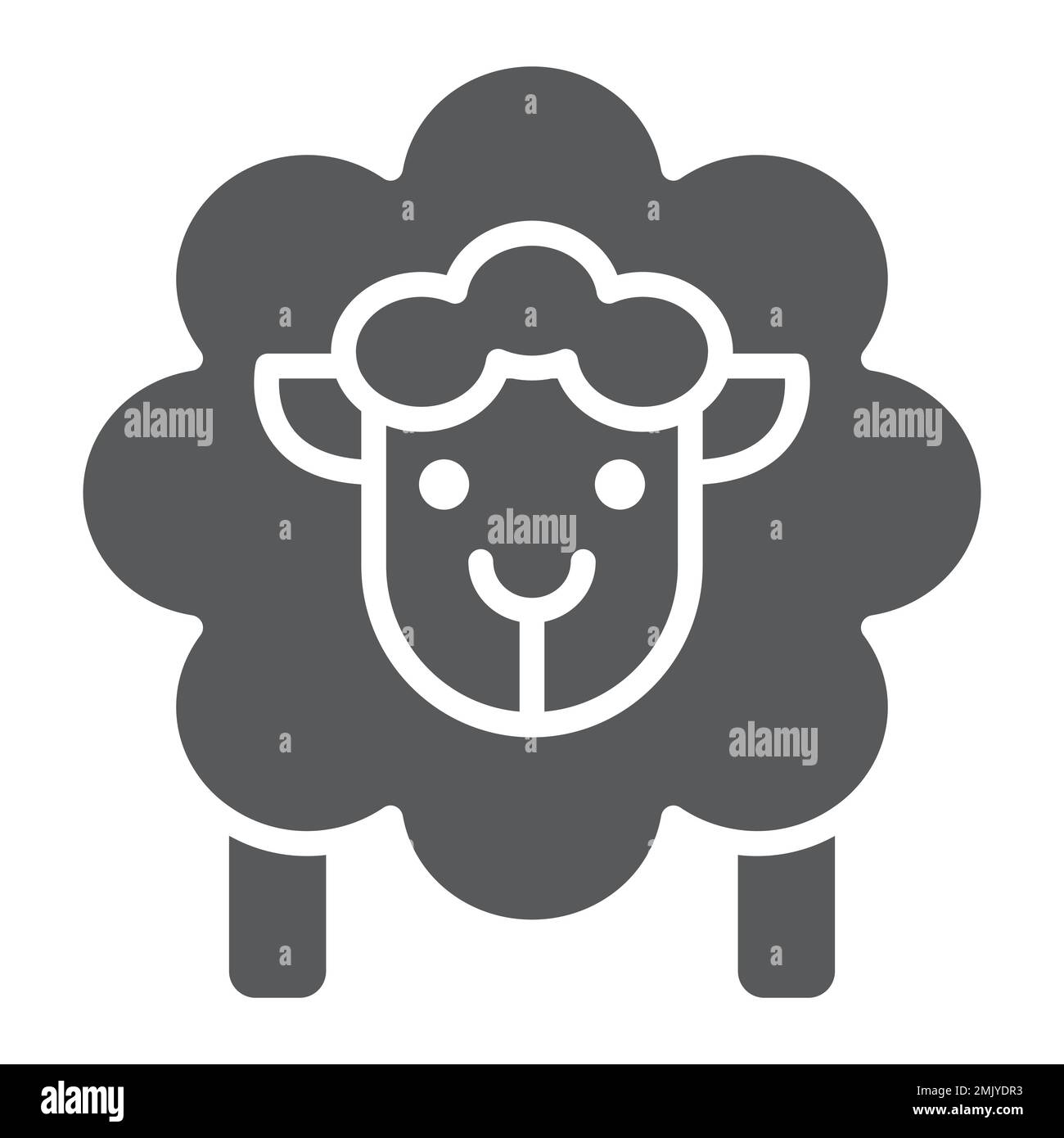 Sheep glyph icon, wool and animal, lamb sign, vector graphics, a solid ...